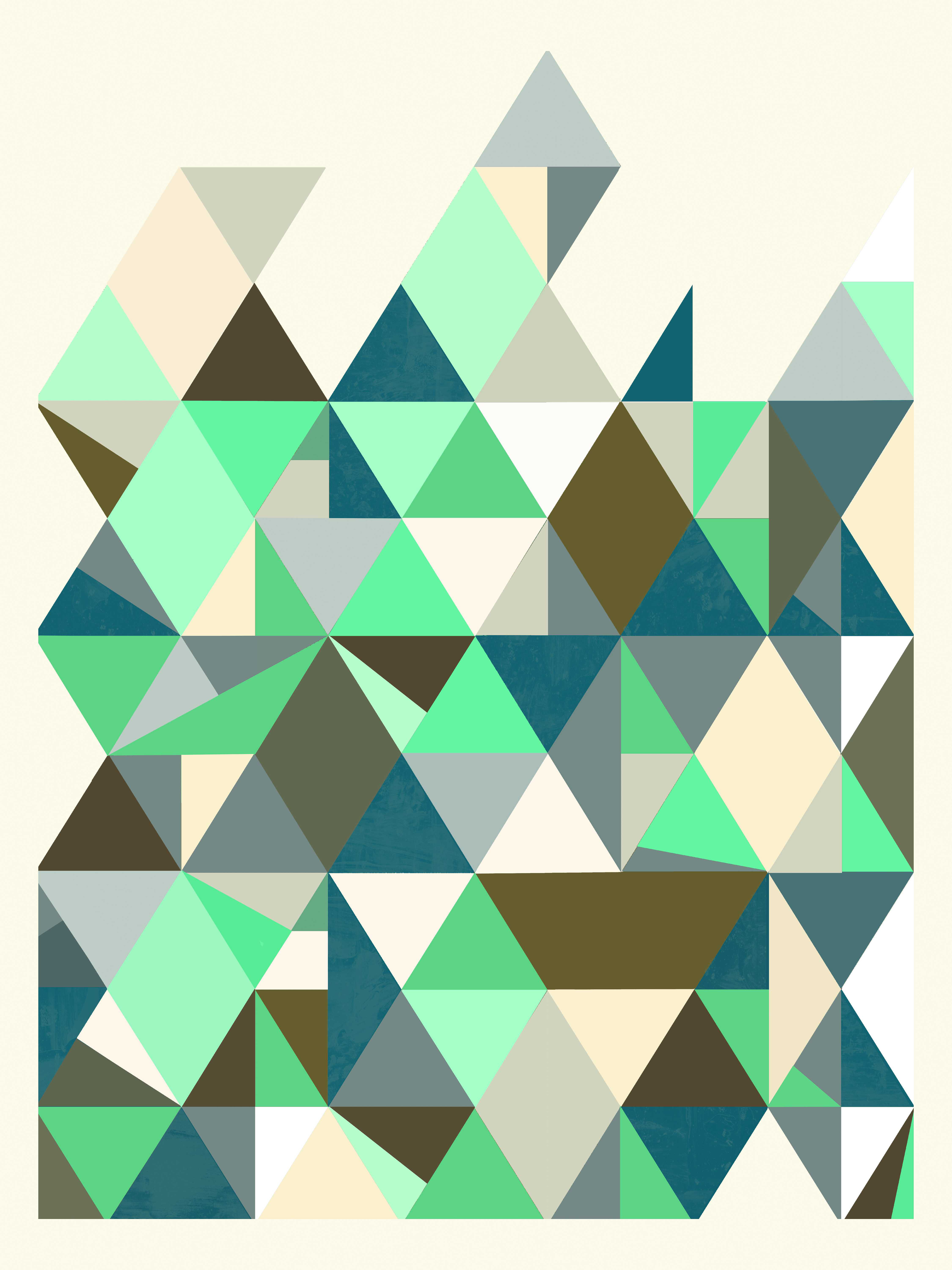 George Oliver Blues Browns Geo Triangle Pattern - Wrapped Canvas ...