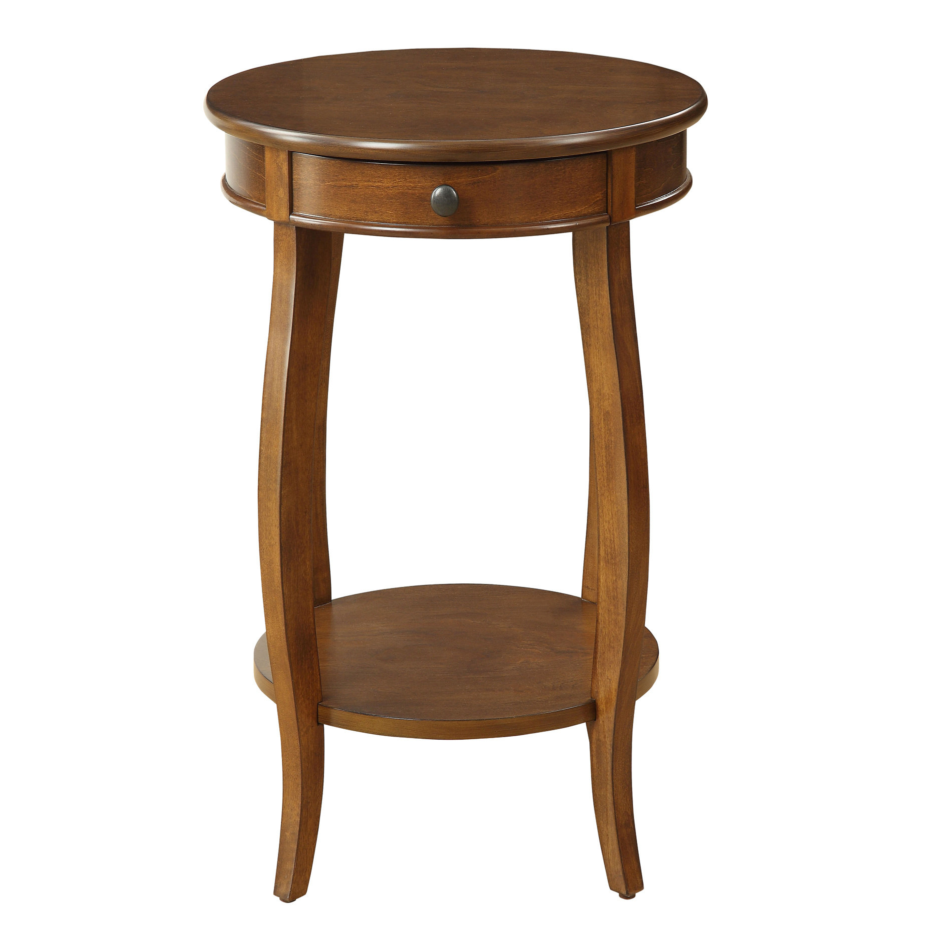 Alcott Hill® Elegant Walnut End Table With 1 And Bottom Shelf Finish ...