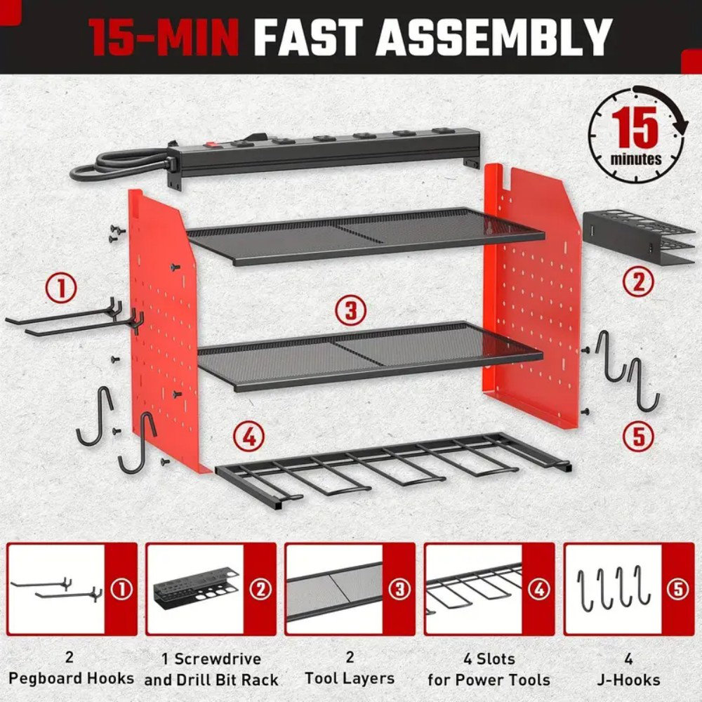 Ivy Bronx Power Tool Organizer With Charging Station - Heavy Duty 3 ...