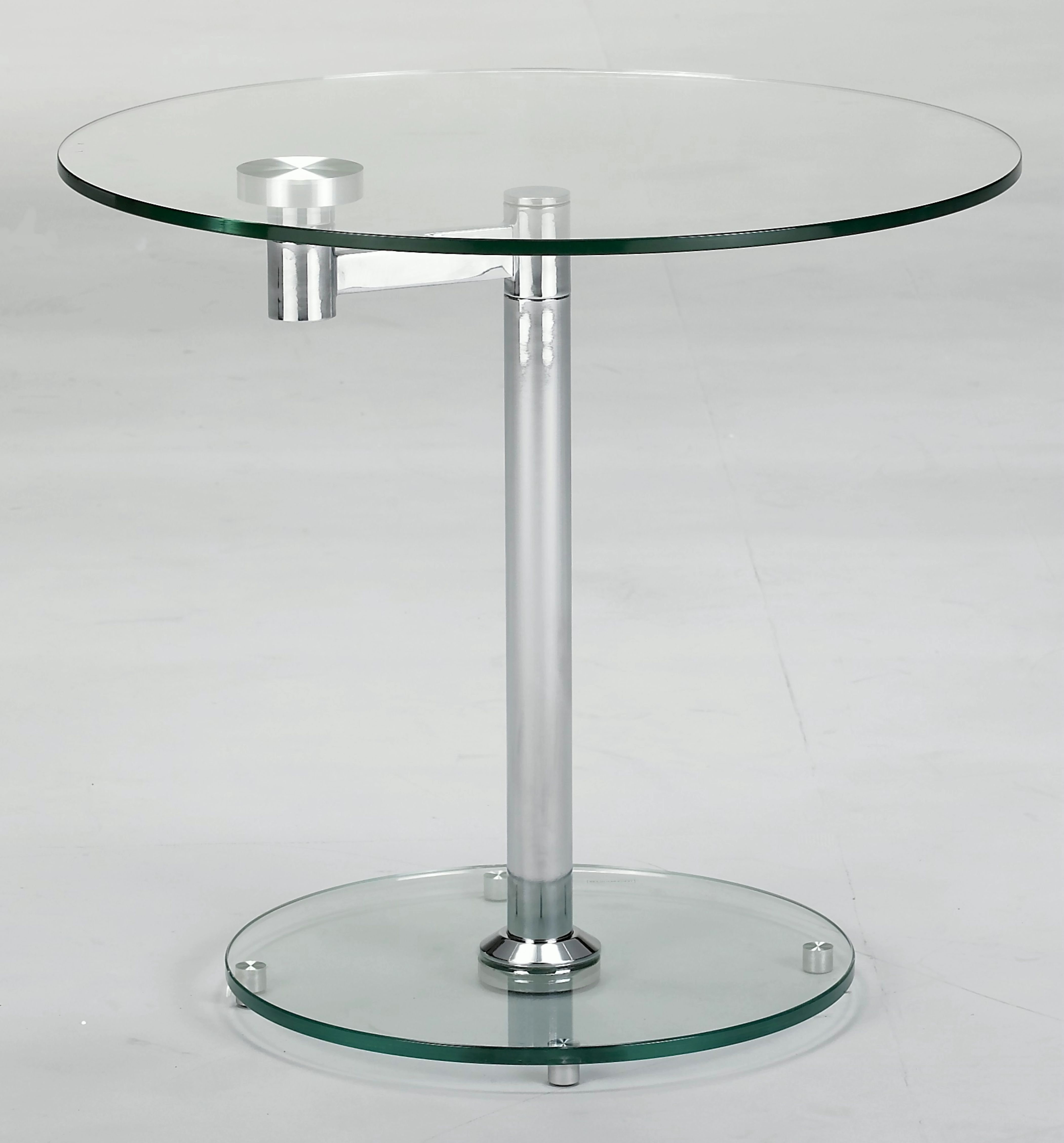 Orren Ellis Daivelis 24" Rotating Round Glass Lamp Table w/ Steel Base ...