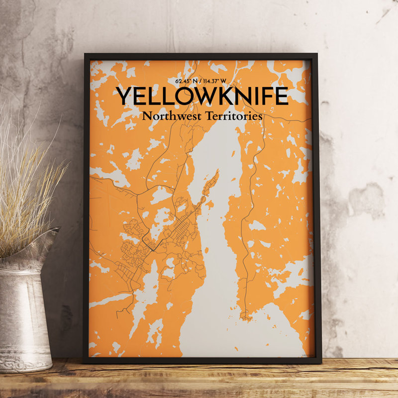Wrought Studio Yellowknife City Map On Paper Graphic Art | Wayfair
