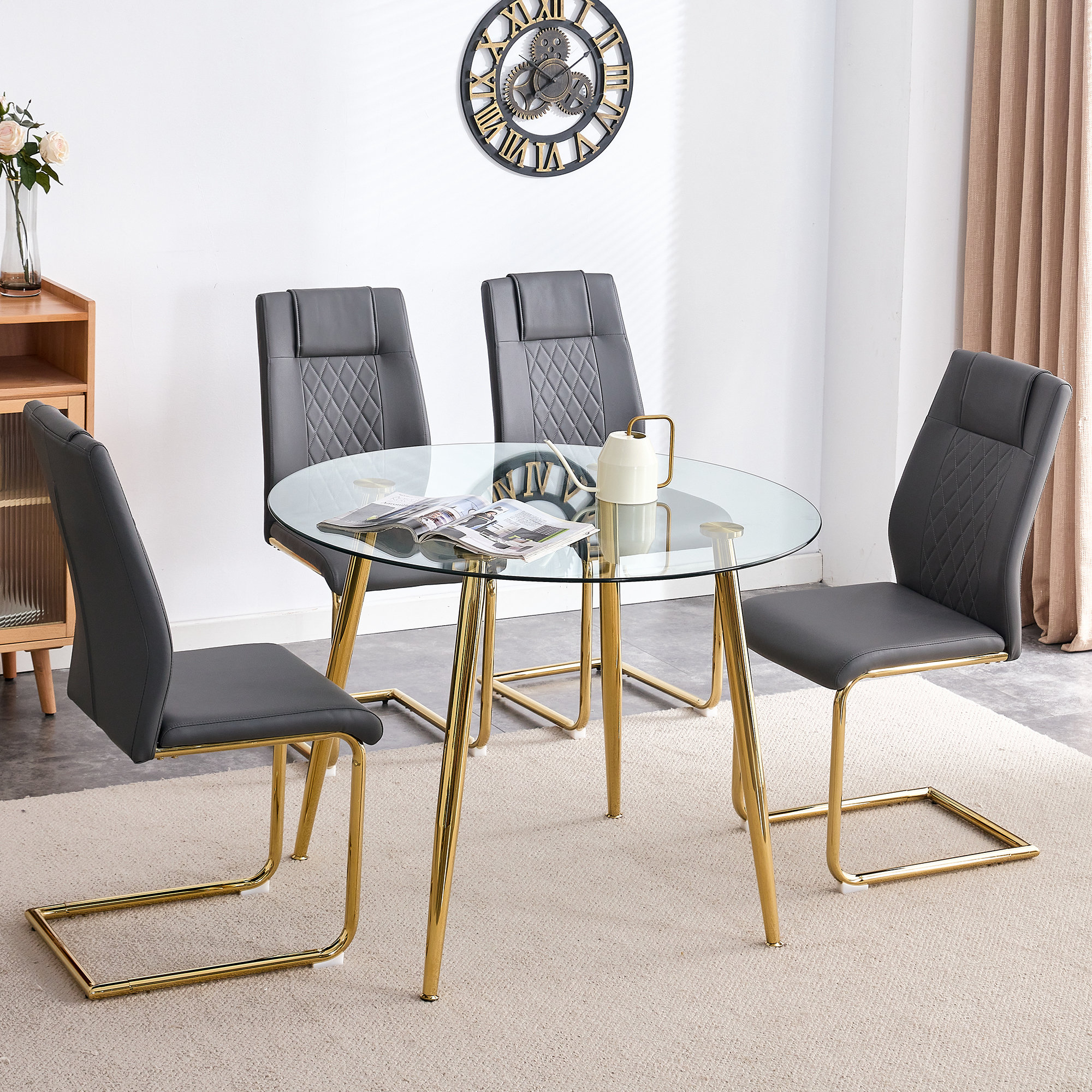 Mercer41 Anayjah 5-Piece Round Glass Top Dining Table Set - Wayfair Canada