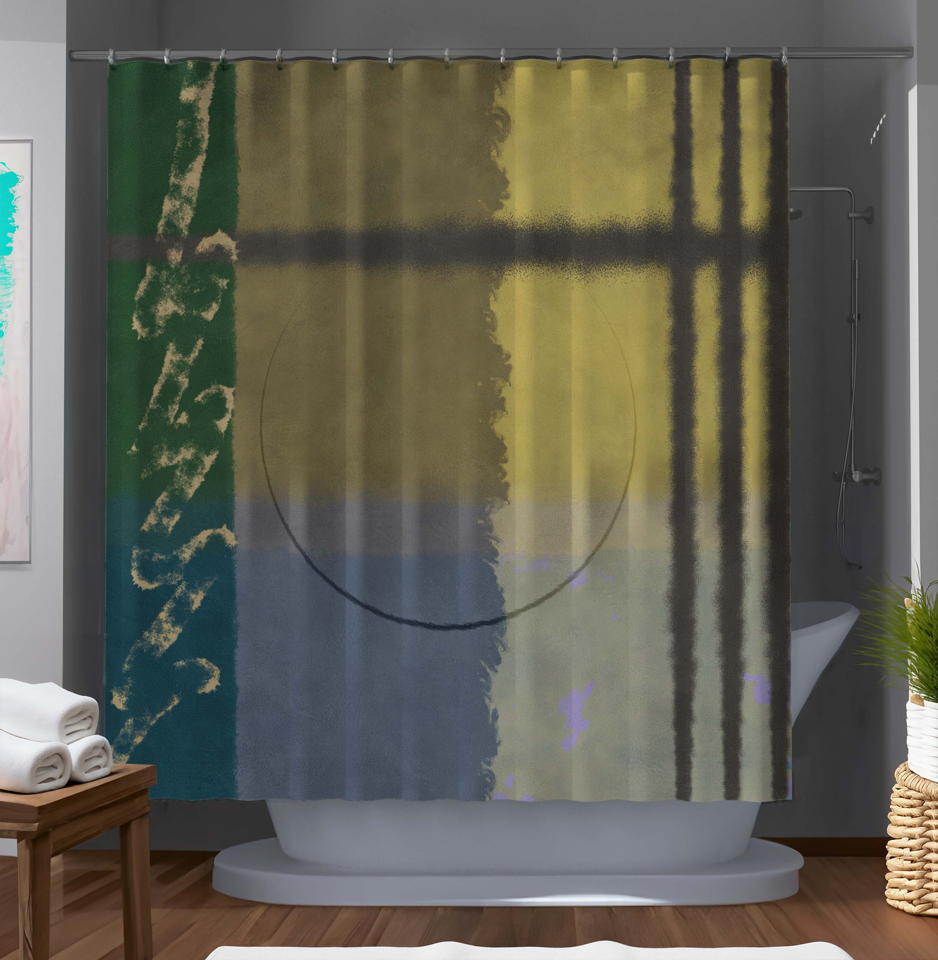 East Urban Home Lukyan Abstract Shower Curtain | Wayfair
