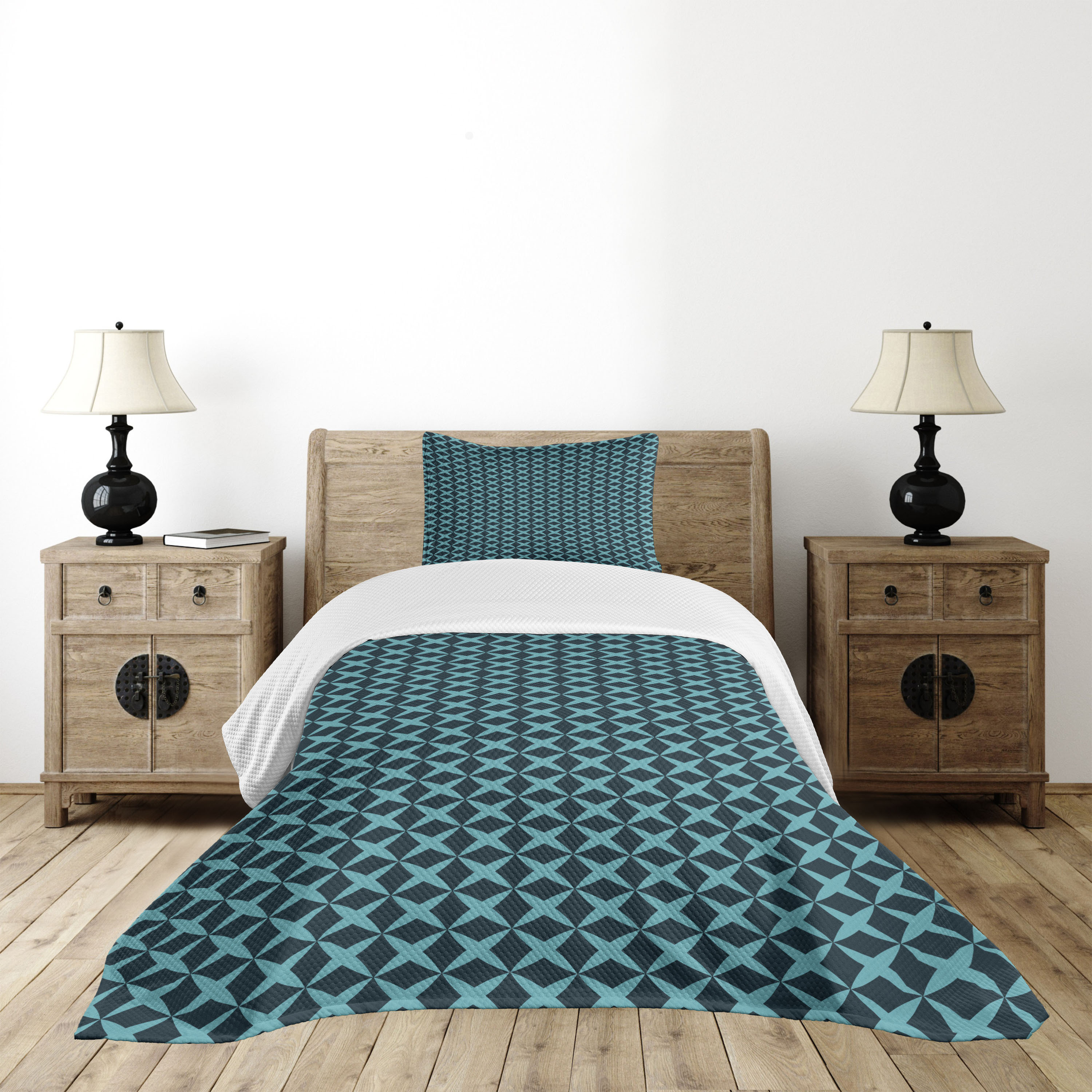 Ambesonne Blue Bedspread Set 2 Pcs Thick Crossed Lines Twin Slate Blue ...