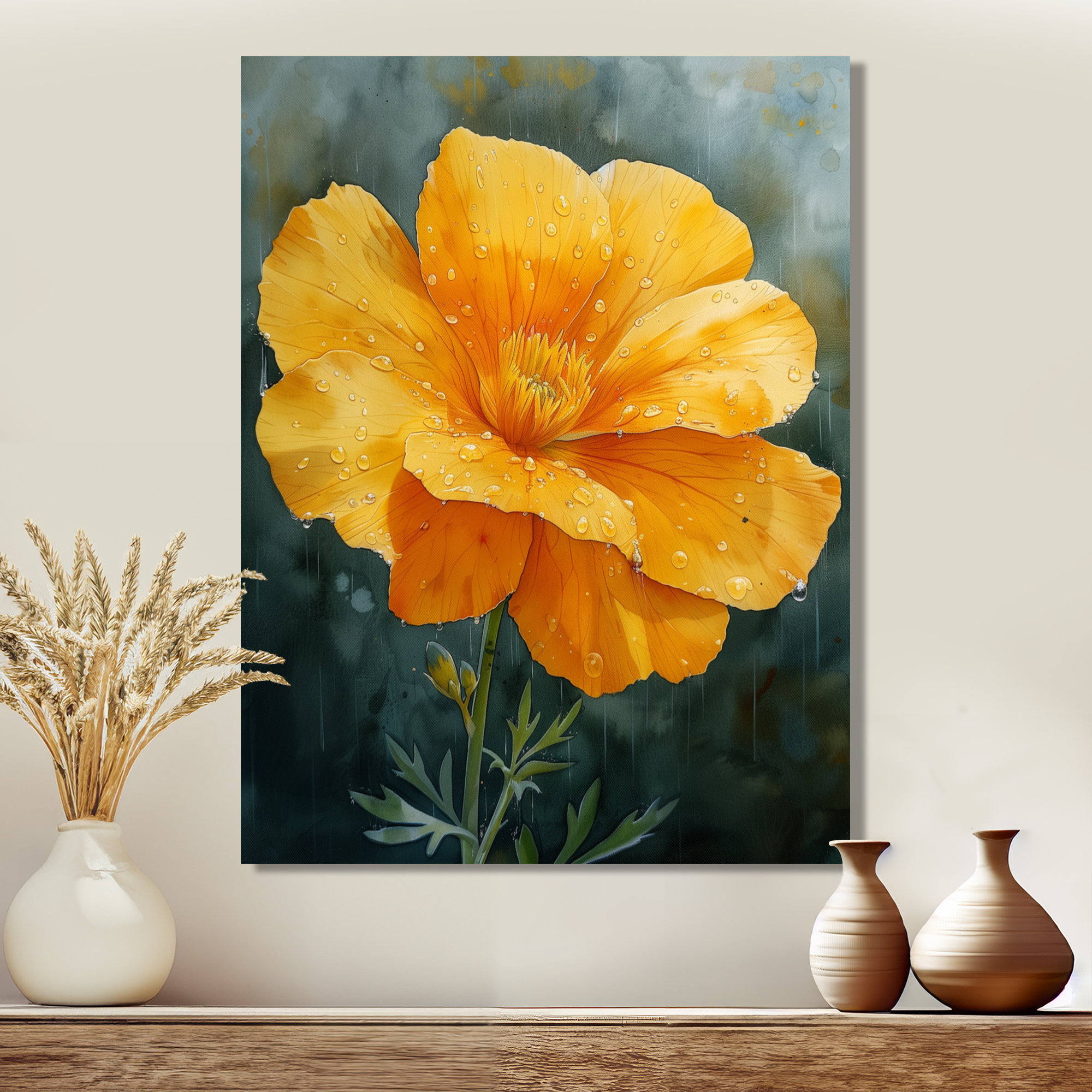Winston Porter Yellow Green Morning Dew Marigold - Marigold Wall Art ...