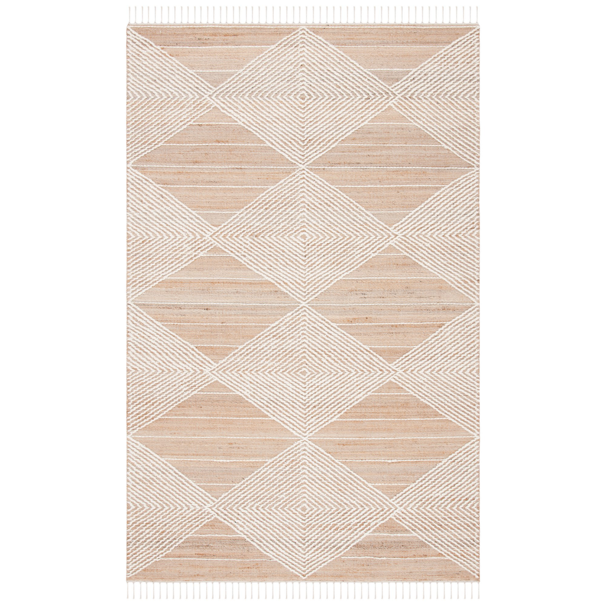 Dakota Fields Geometric Handmade Flatweave Jute Wool Natural Area Rug ...