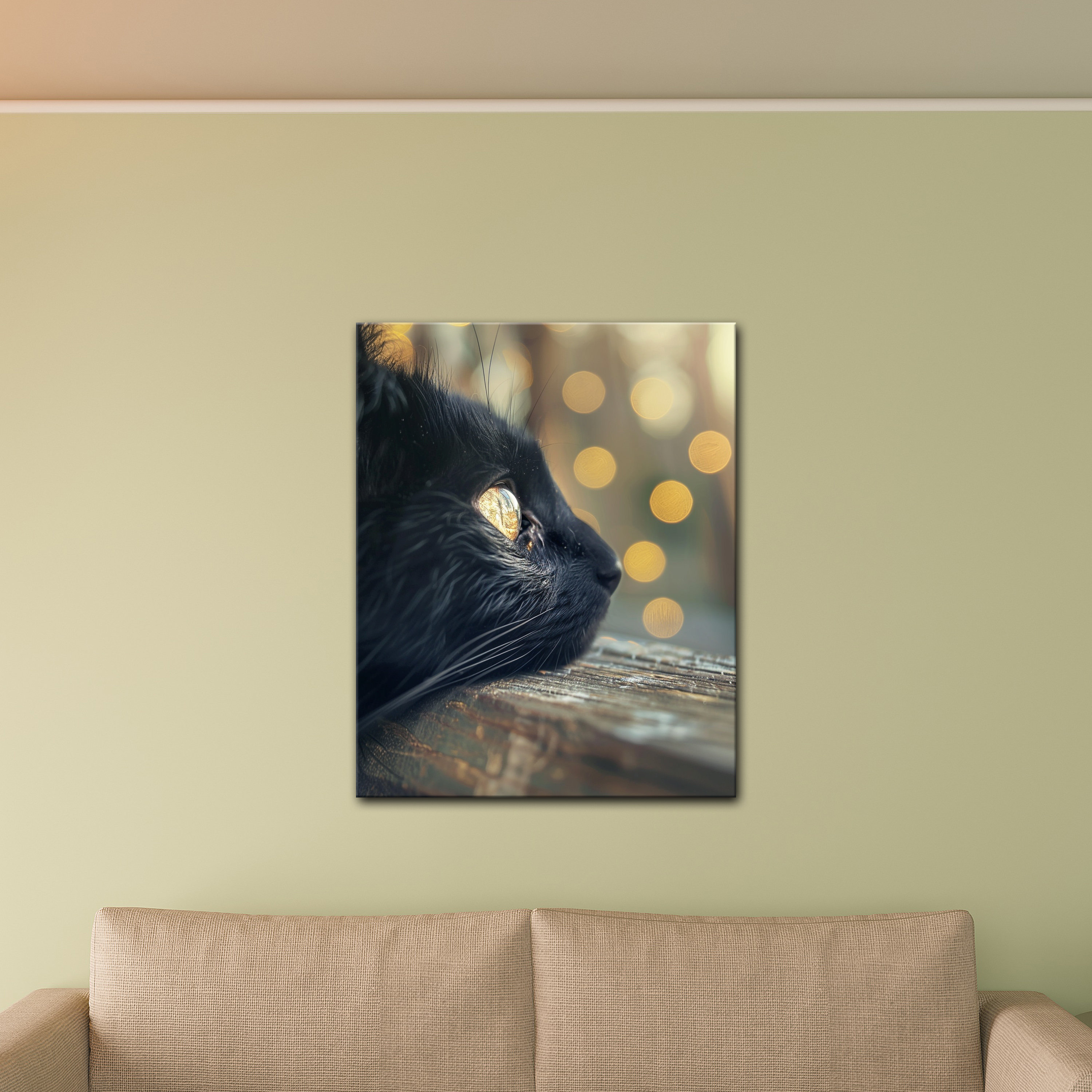 Winston Porter Curious Observer: black cat sideways painting in light ...