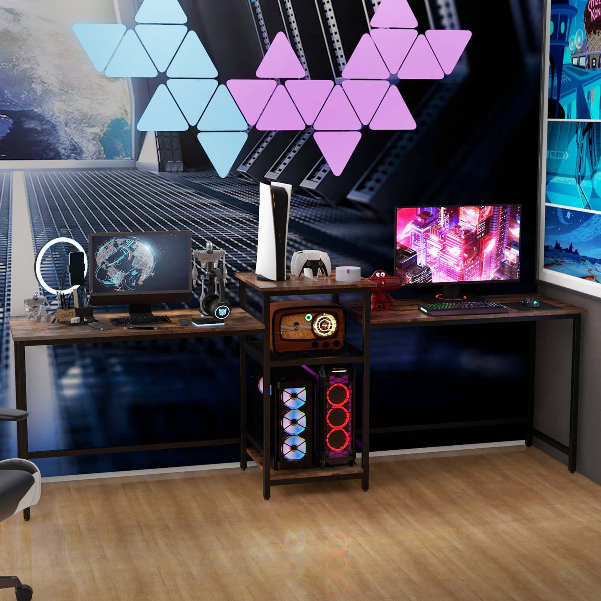 17 Stories 97 Inch Two Person Desk Double Computer Desk With Power ...