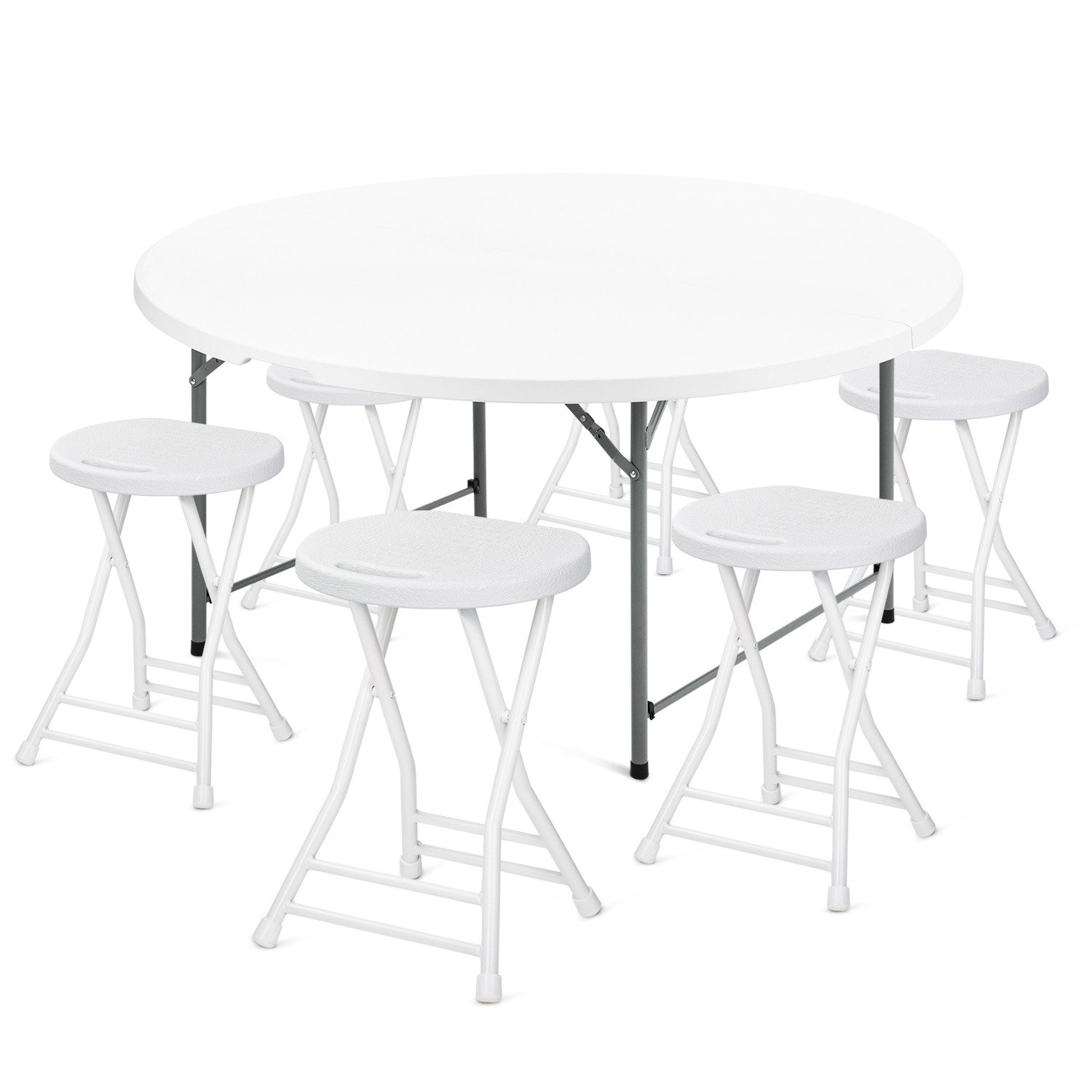 MoNiBloom 7 Pieces 4.5 FT Folding Round Table And Chair Set, Event Card ...