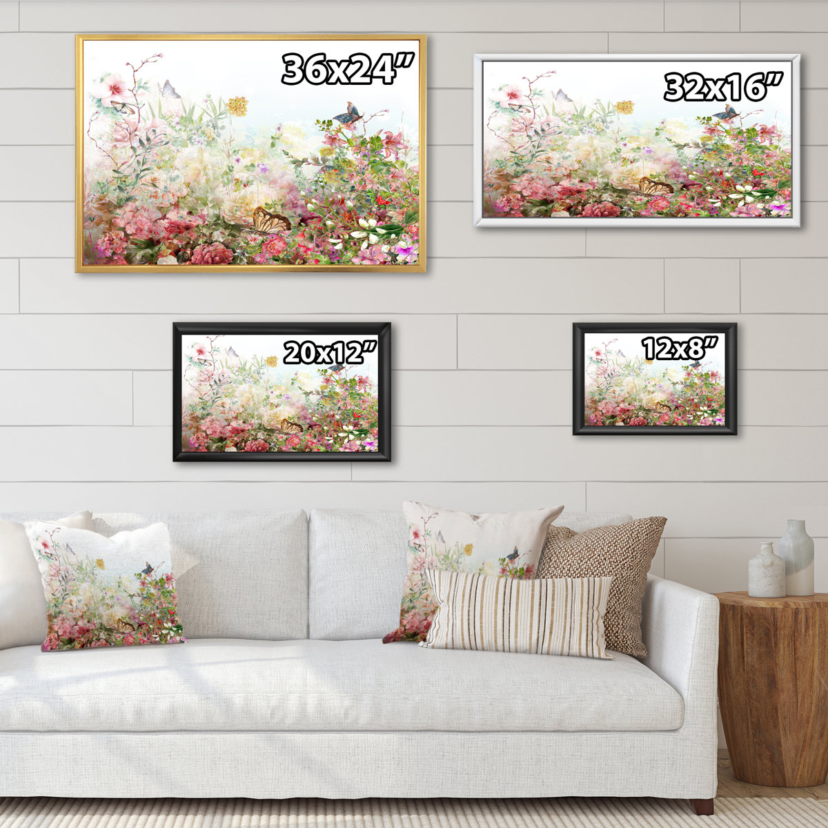 August Grove® Garden Floral Canvas Wall Art, Pink Green Summer Flower ...