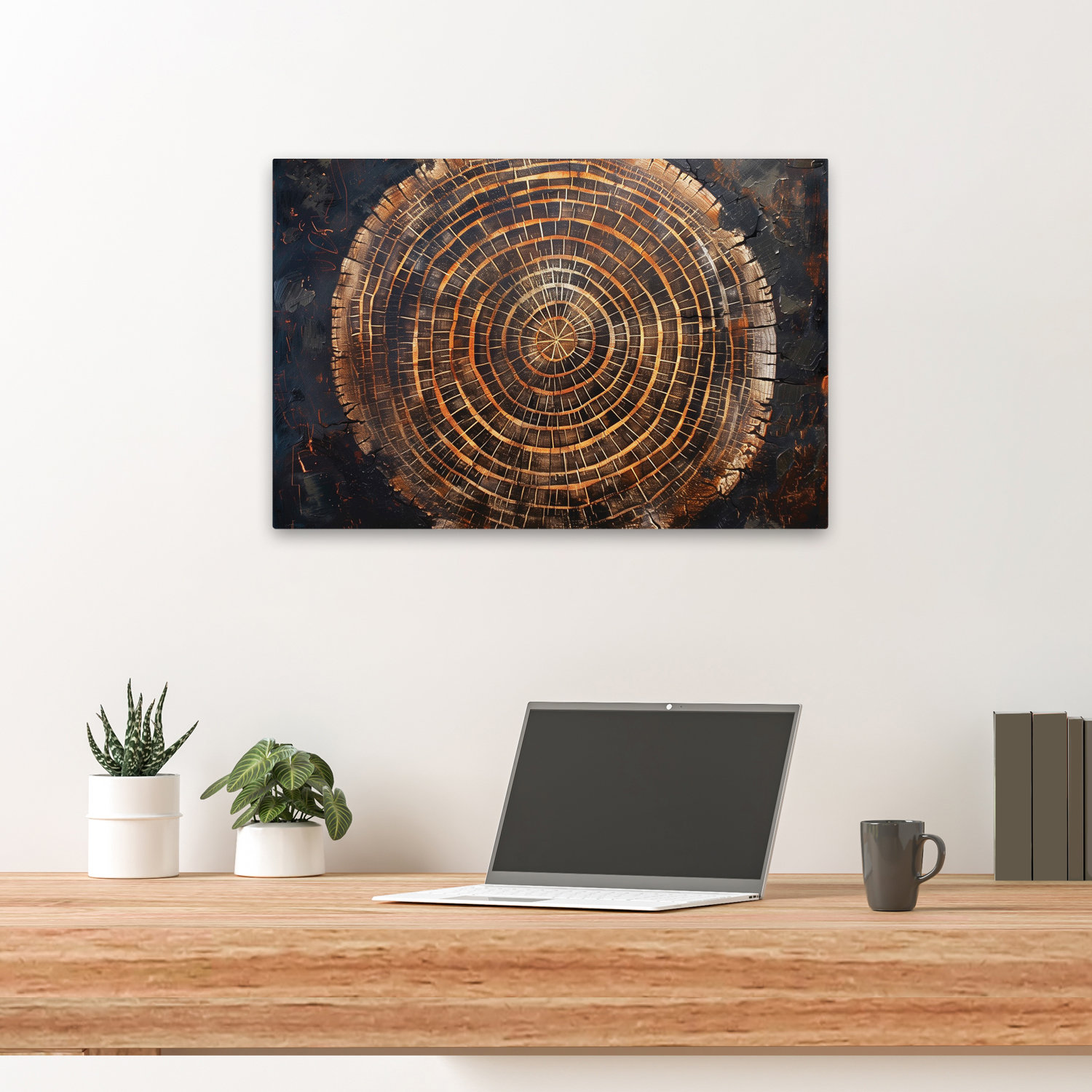 Millwood Pines Time's Compass - Contemporary Tree Rings Wood Texture ...