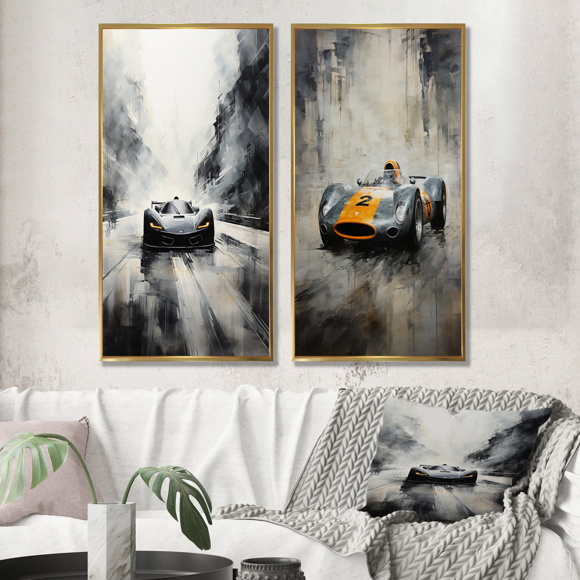 Trent Austin Design® Grey Minimalist Race Car Tracks I - Race Tracks ...