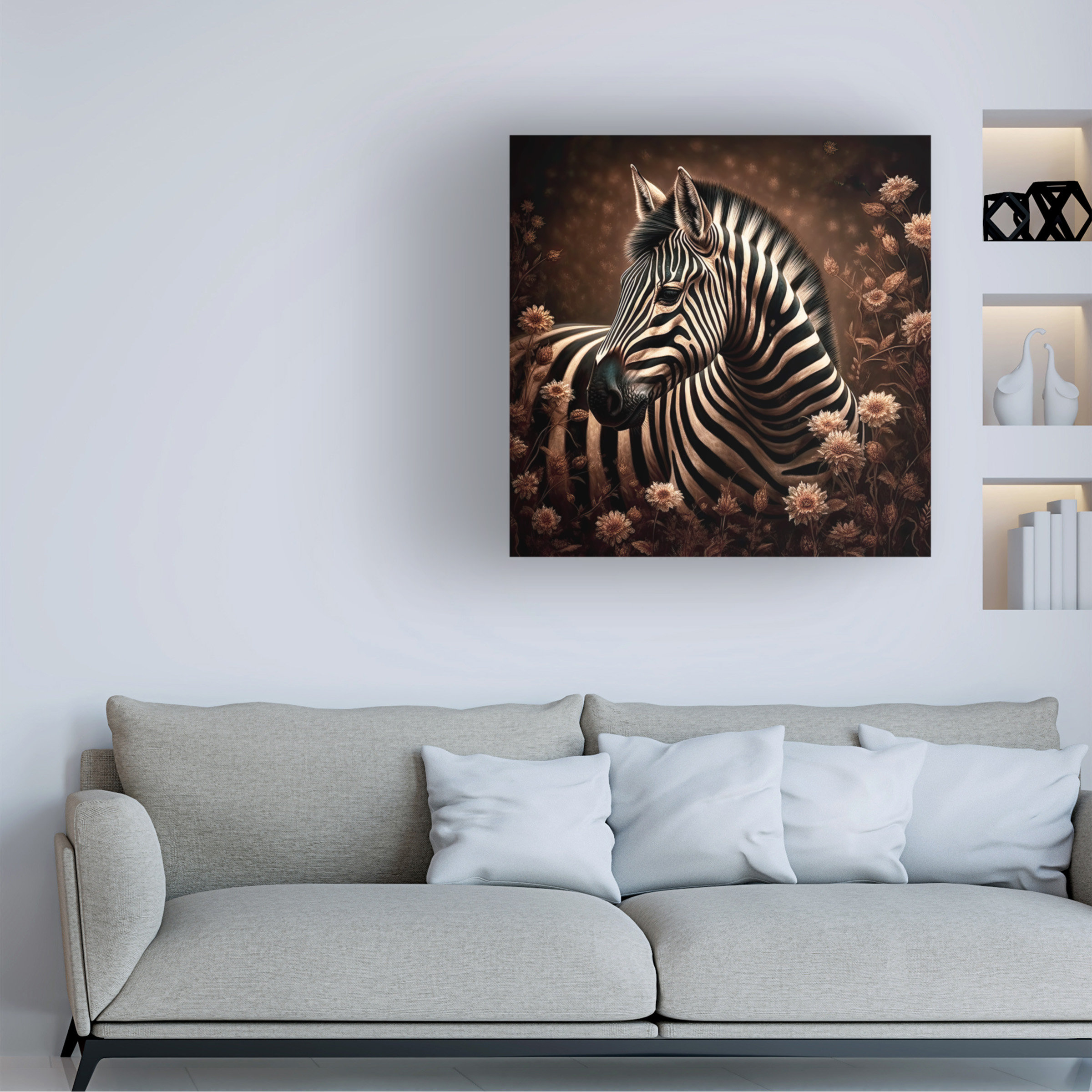 Hokku Designs Zebra Portrait On Canvas by Sasha Print | Wayfair