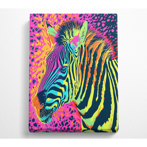 Latitude Vive Neon Zebra - No Frame Rectangle Print on Canvas | Wayfair ...