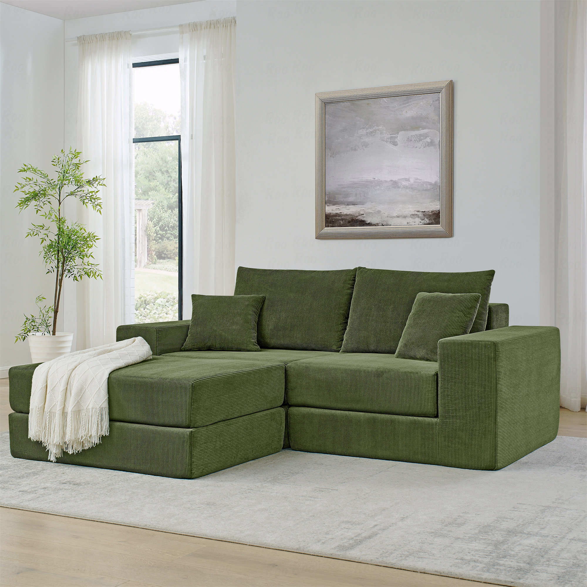 Latitude Run® Modular Cloud Sectional Couch, Modern Upholstered L ...