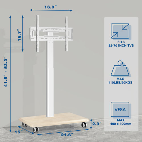 Symple Stuff Abdulazeem TV Floor Stand for 32-70 inch TVs, Upgraded ...