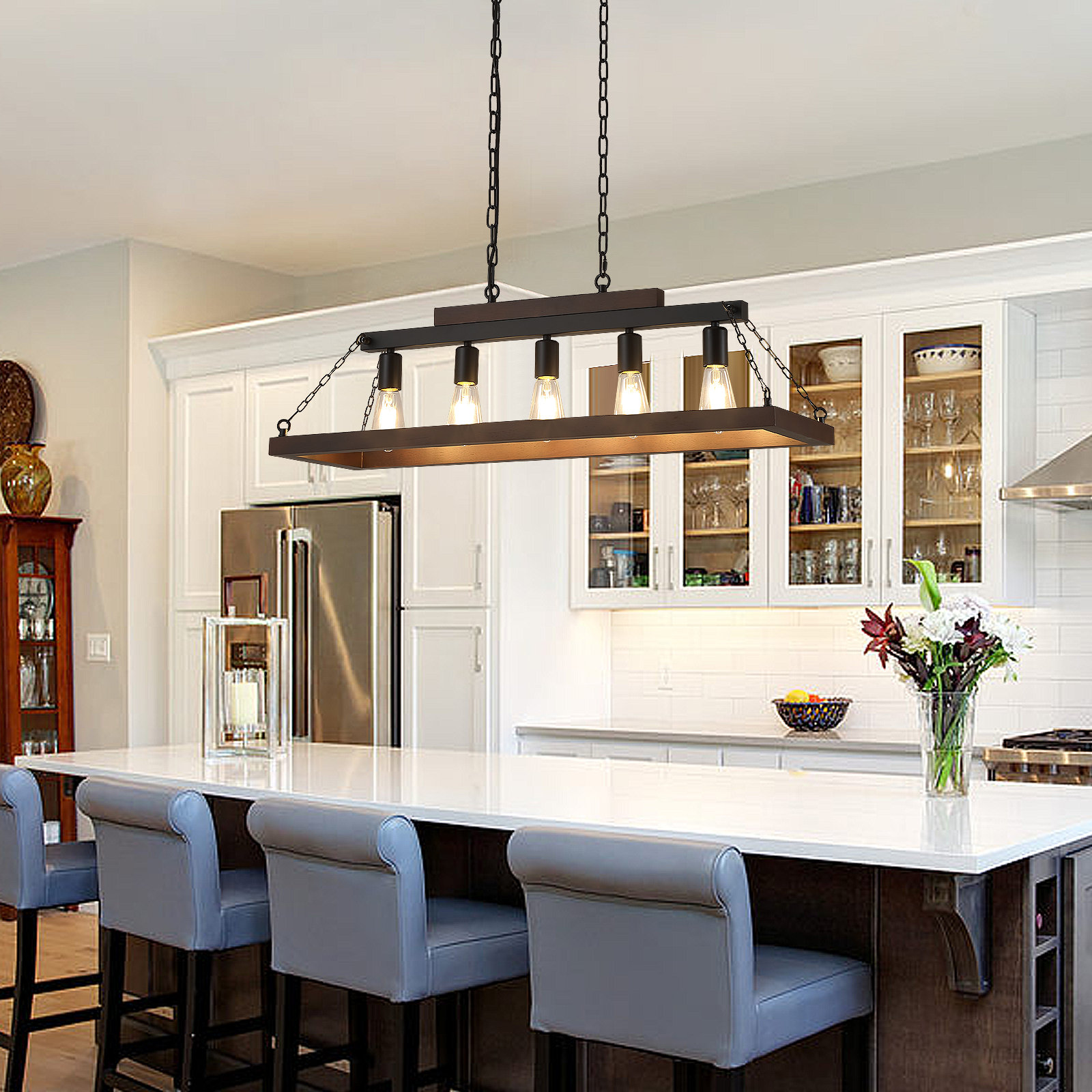 17 Stories Cleal 1 -Black Farmhouse Kitchen Island Pendant Light | Wayfair