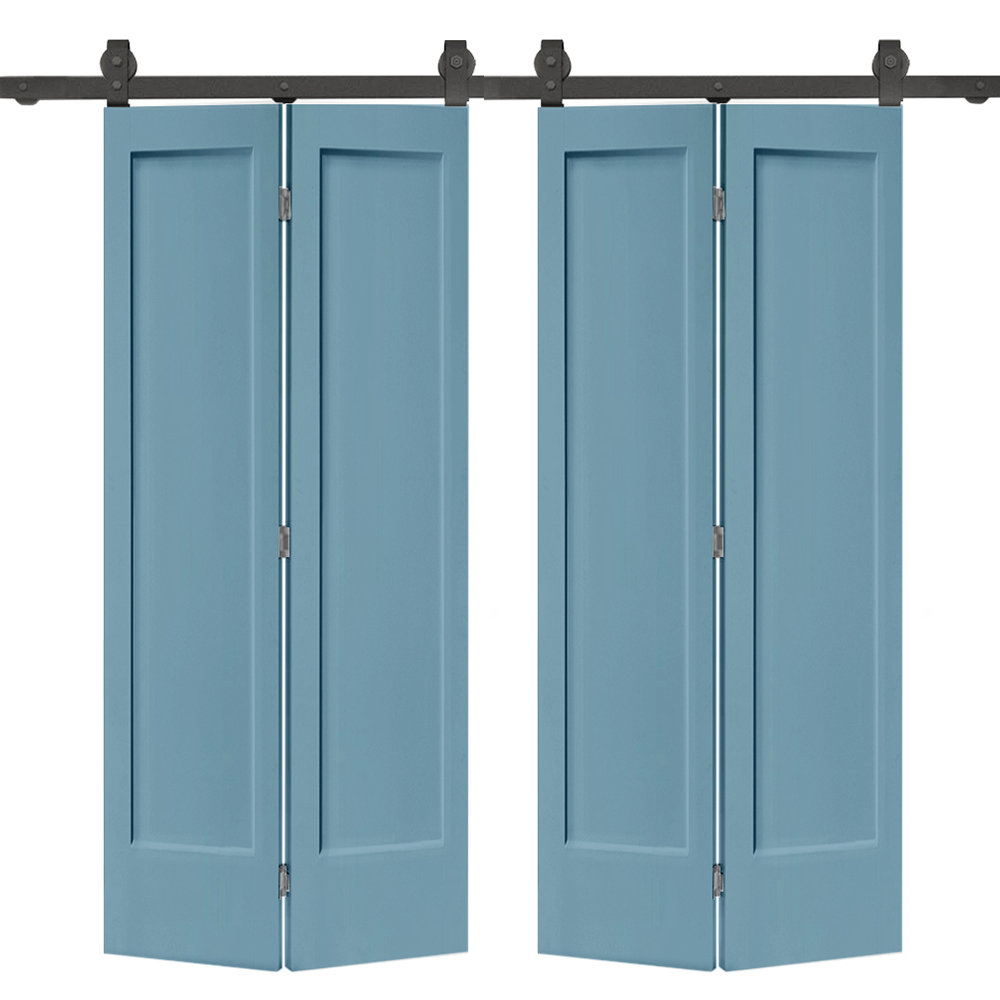 Calhome Paneled MDF Composite Double Bifold Barn Doors with ...