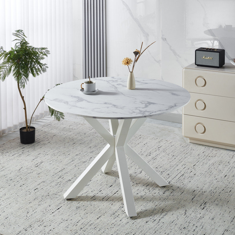 George Oliver Round Pedestal Dining Table with Cross Leg Base - Wayfair ...
