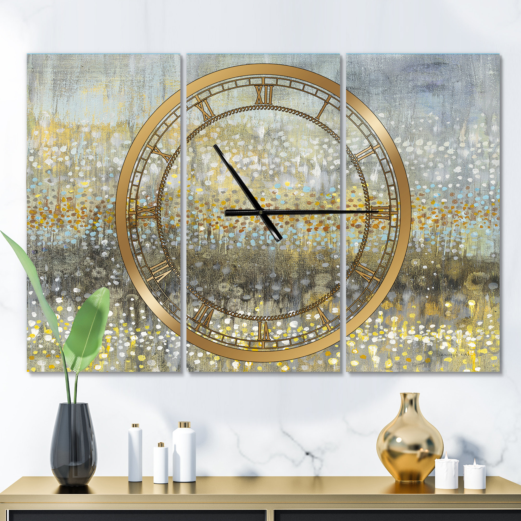 East Urban Home Glam Rain Abstract IV - Modern wall clock - Wayfair Canada