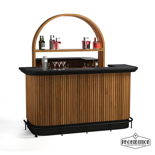 RAM Game Room Prohibition Series 84" Cocktail BarWith Foot Rail and ...