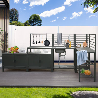 domi outdoor living Domi Louvered 130.7'' W 2 Modular Outdoor Kitchen ...