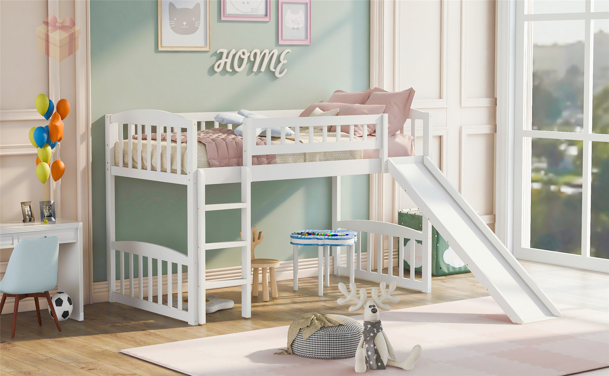 Harriet Bee Sturdy and Versatile Bunk Bed with Slide and Ladder ...
