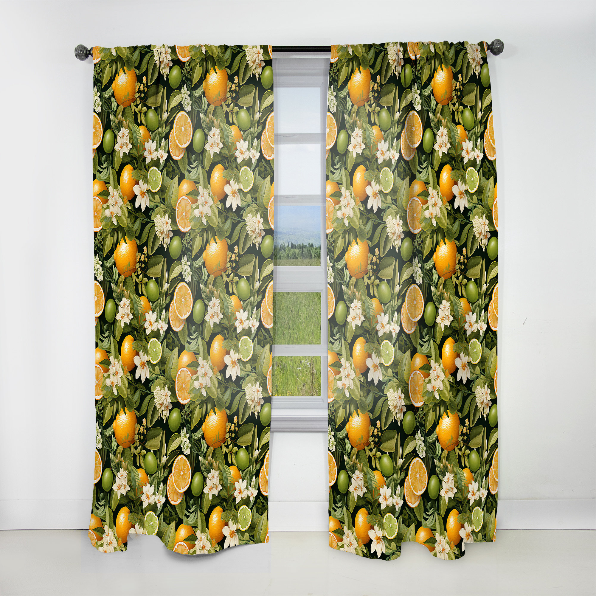 Design Art Citrus Zest Tropical Pattern II - Tropical Curtain - Velvet ...