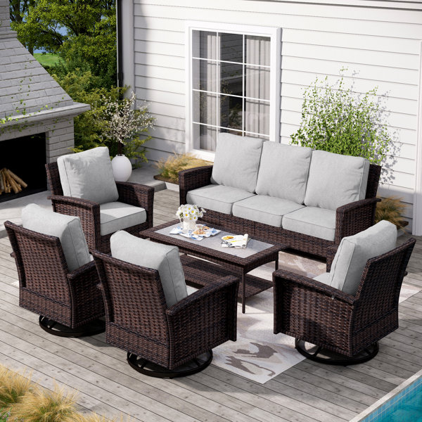Wildon Home® Nadilee Premium All-Weather Wicker 7 - Person Patio ...