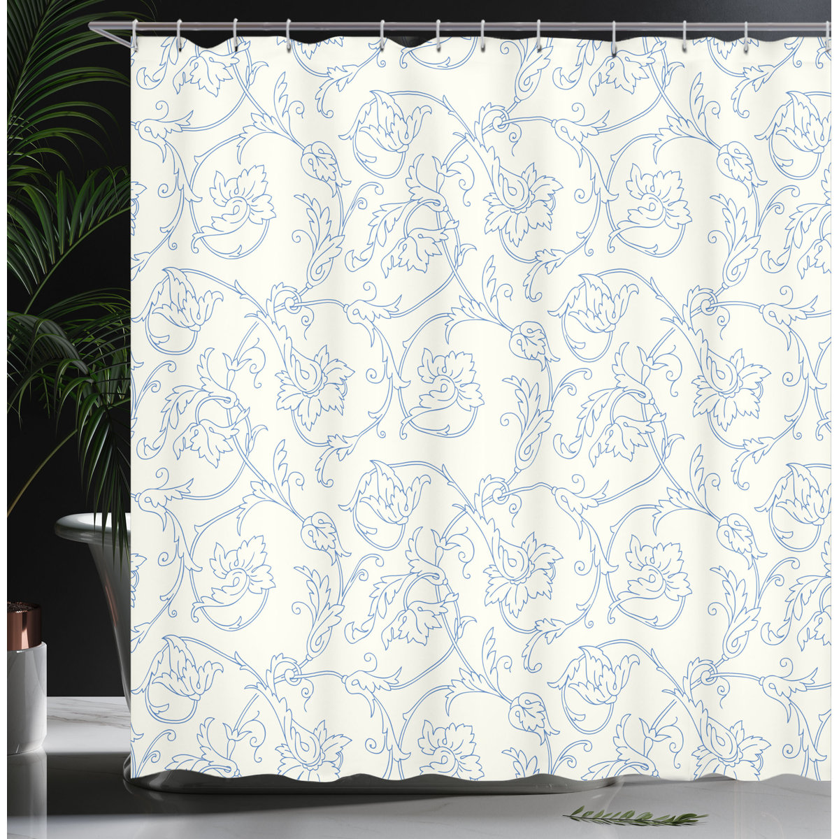 Ophelia & Co. Bugbee Bohemian Vintage Orchids Shower Curtain + Hooks ...