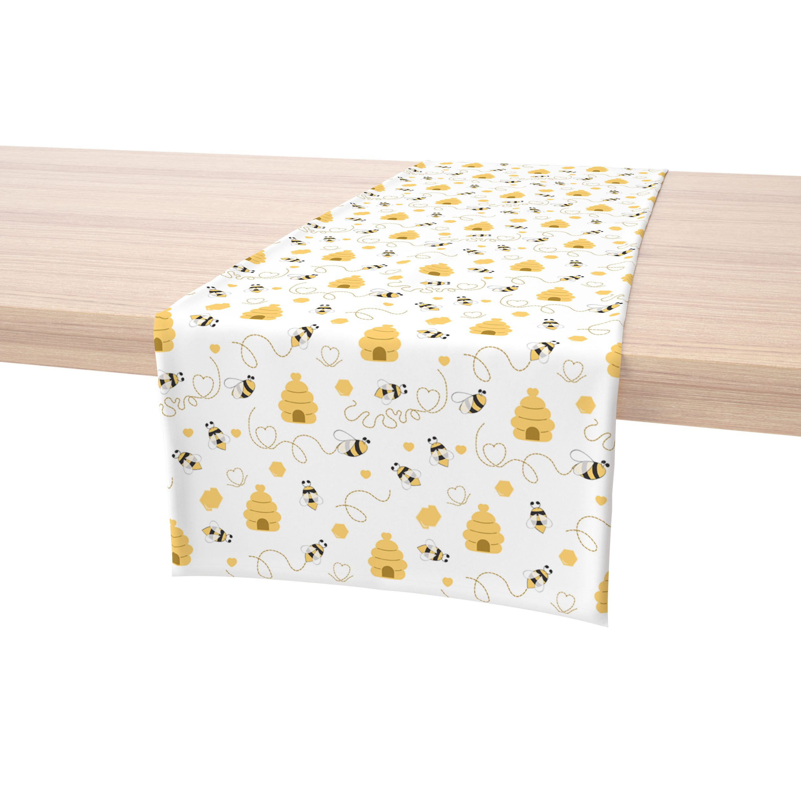 East Urban Home Table Runner, 100% Cotton, 16X108", Bees & Bee Hives ...