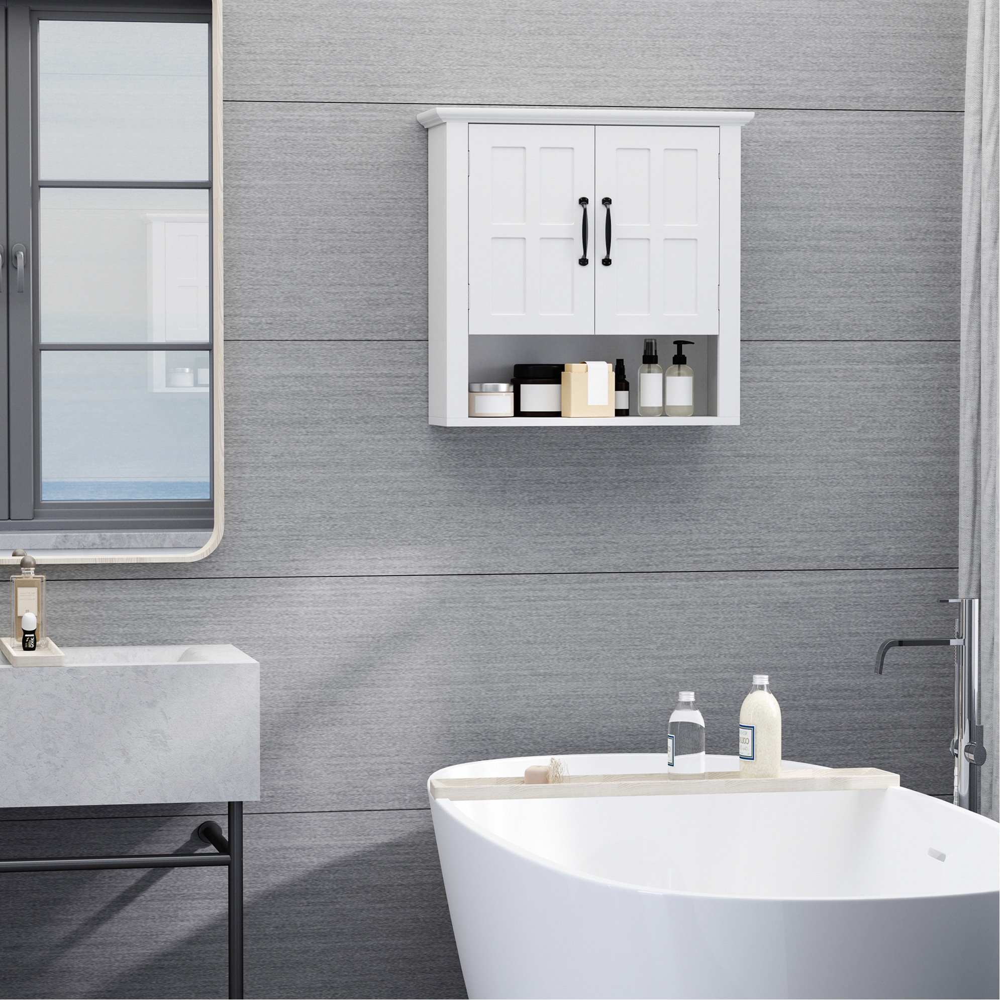 Latitude Run® Bathroom Cabinet, 3 Wall Mounted With Adjustable Shelf, White - Store Items Over ...