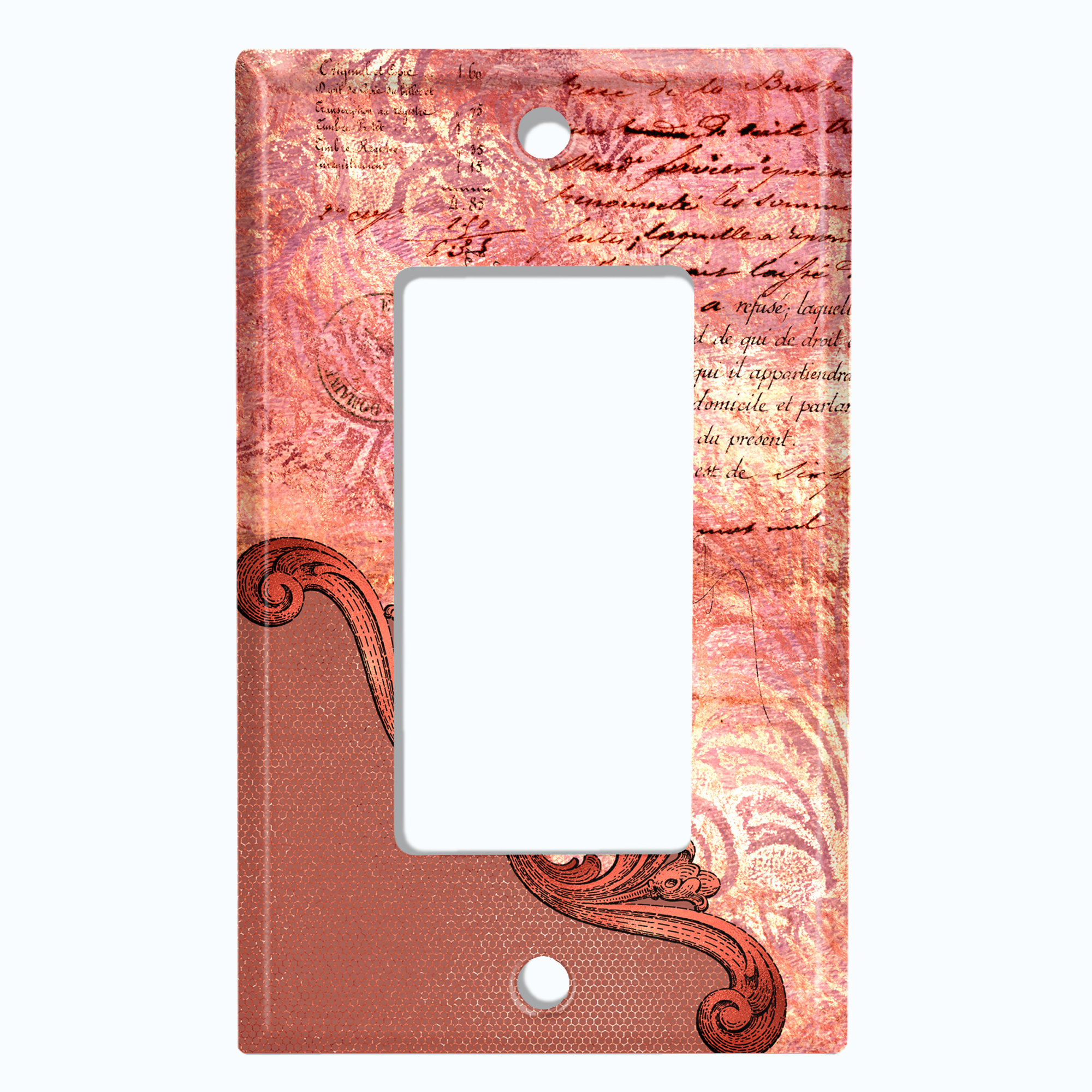 WorldAcc Metal Light Switch Plate Outlet Cover (Damask Letter Red Pink ...