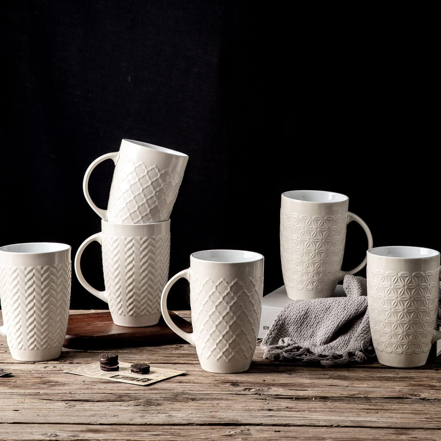 Suploo Large Coffee Mugs Set of 6, 22oz Ceramic Tall Coffee Mugs Set ...