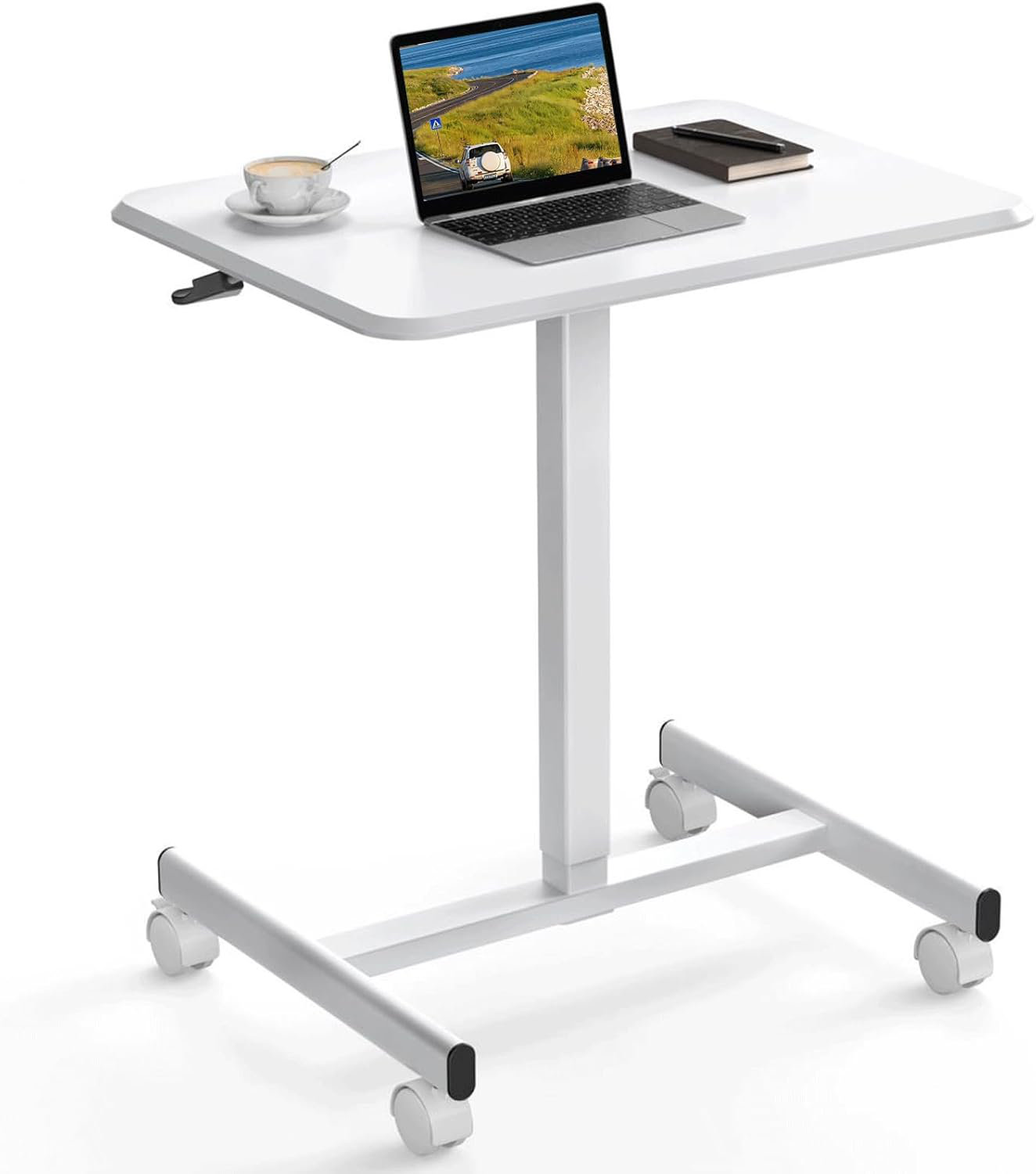 Inbox Zero Laptop Computer Cart, Height Adjustable Rolling Cart With ...