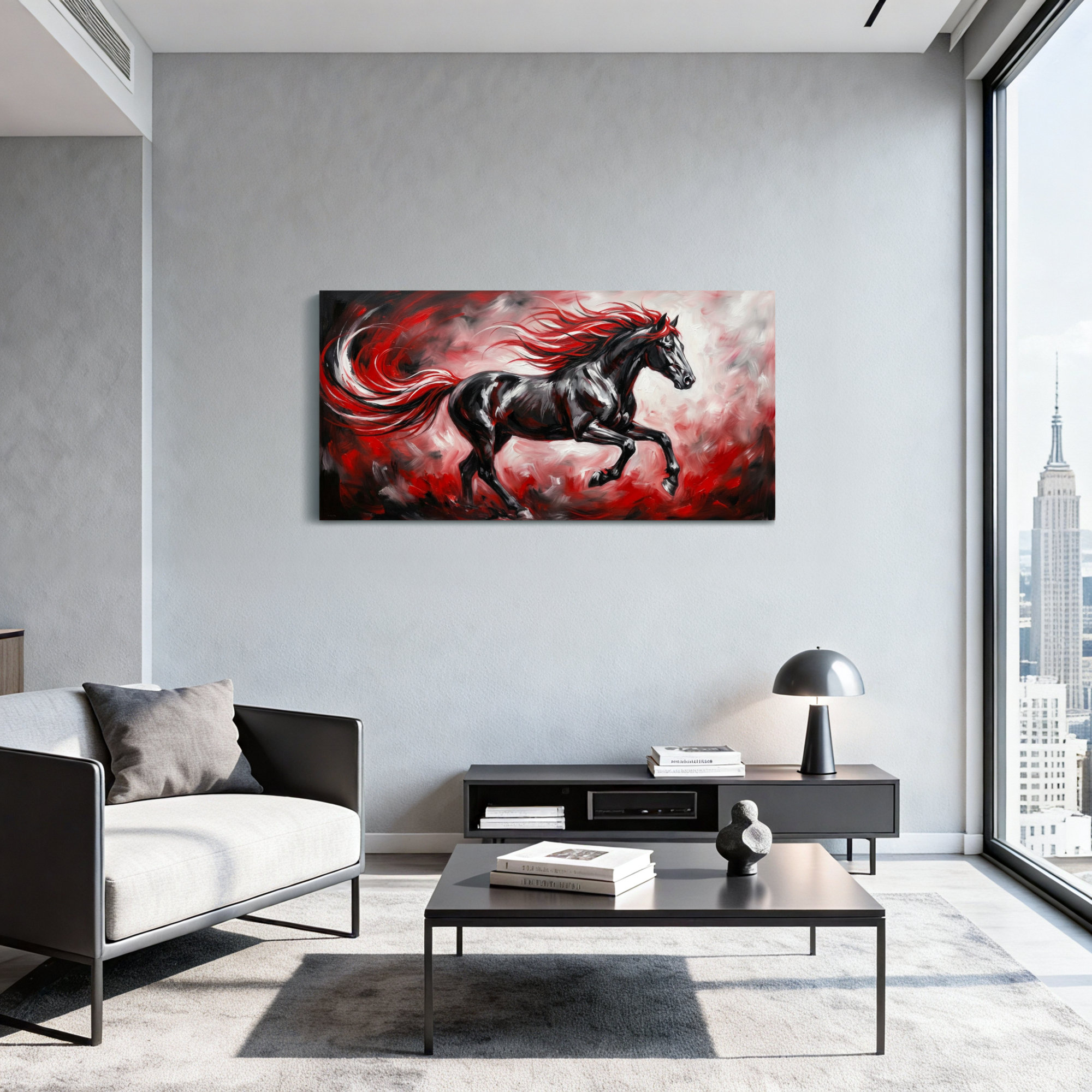 Winston Porter Animals Black Horse With Red Mane And Tail - Wayfair Canada