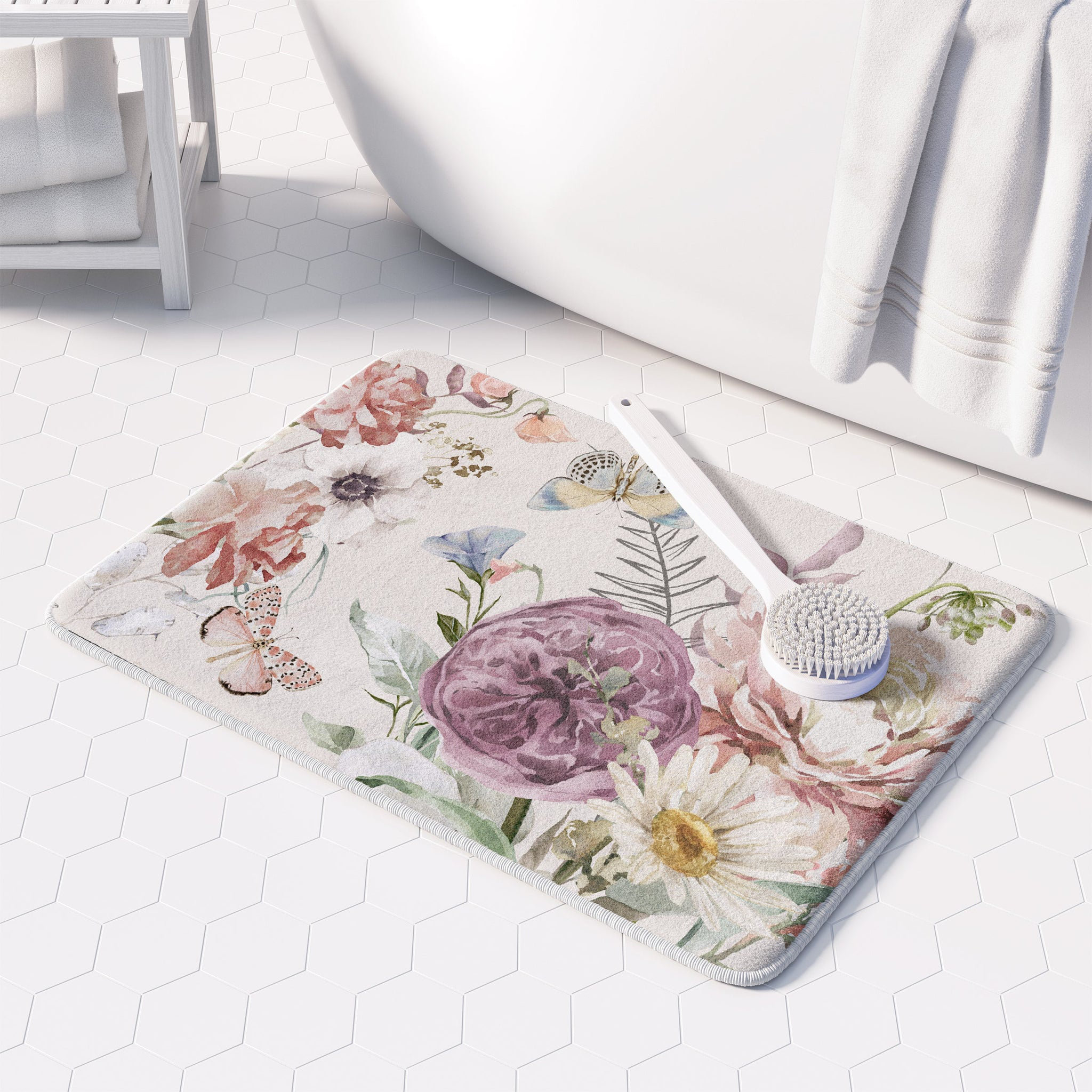 Laural Home kathy ireland® HOME Purple Wildflower Bloom Memory Foam Rug ...