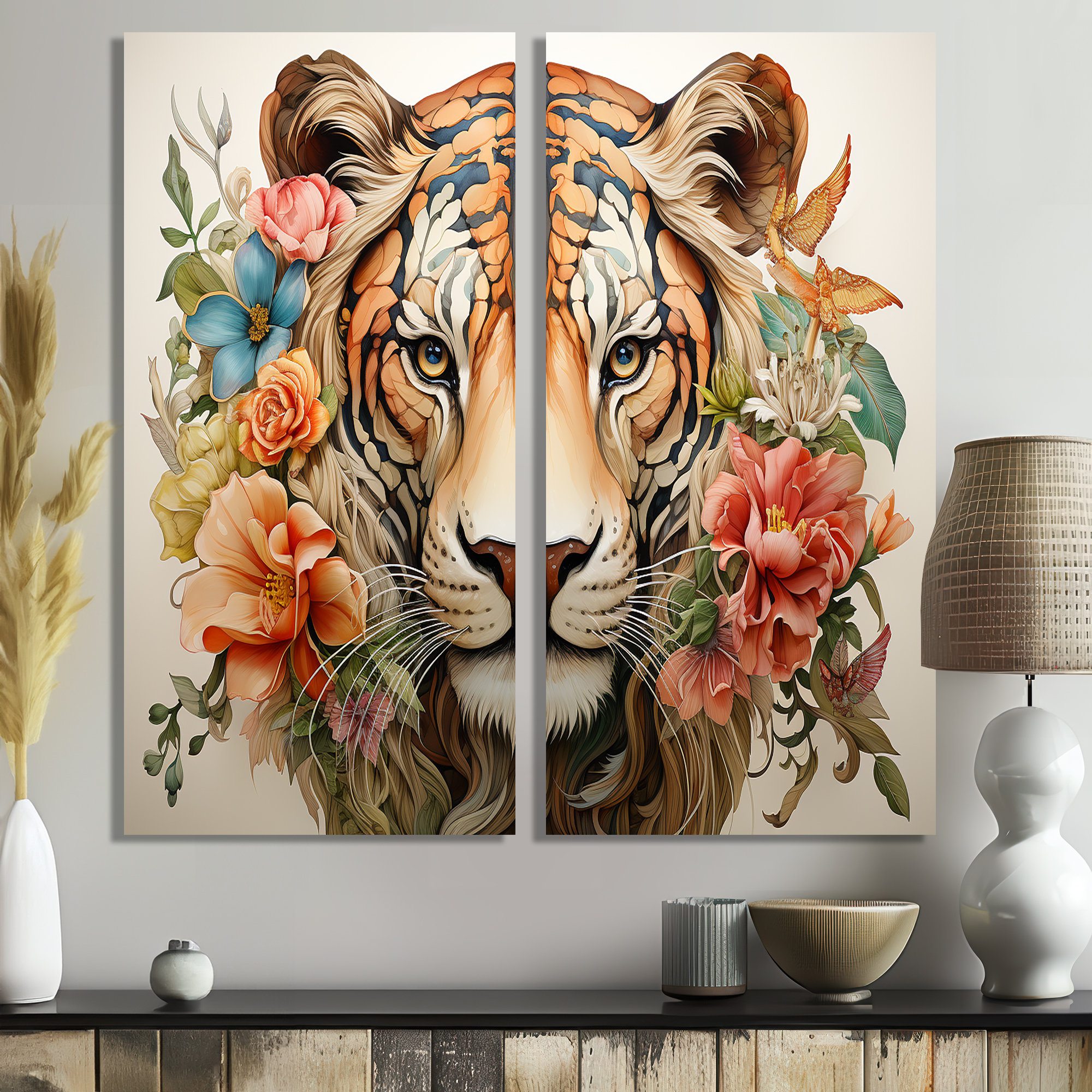 Dakota Fields Coral Brown Line Art Whimsical Animals II - Large Line ...