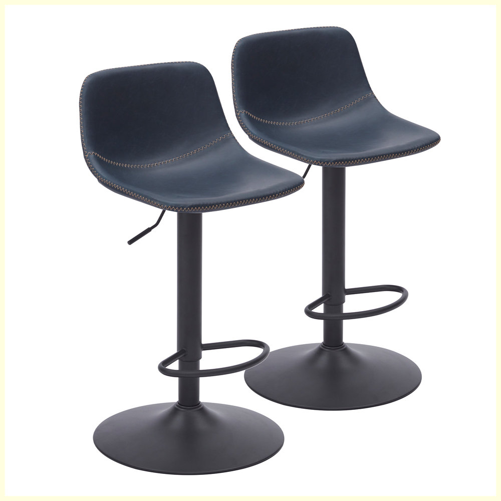 Latitude Run® Modern Set of 2 Adjustable Bar Stools with Back Support ...