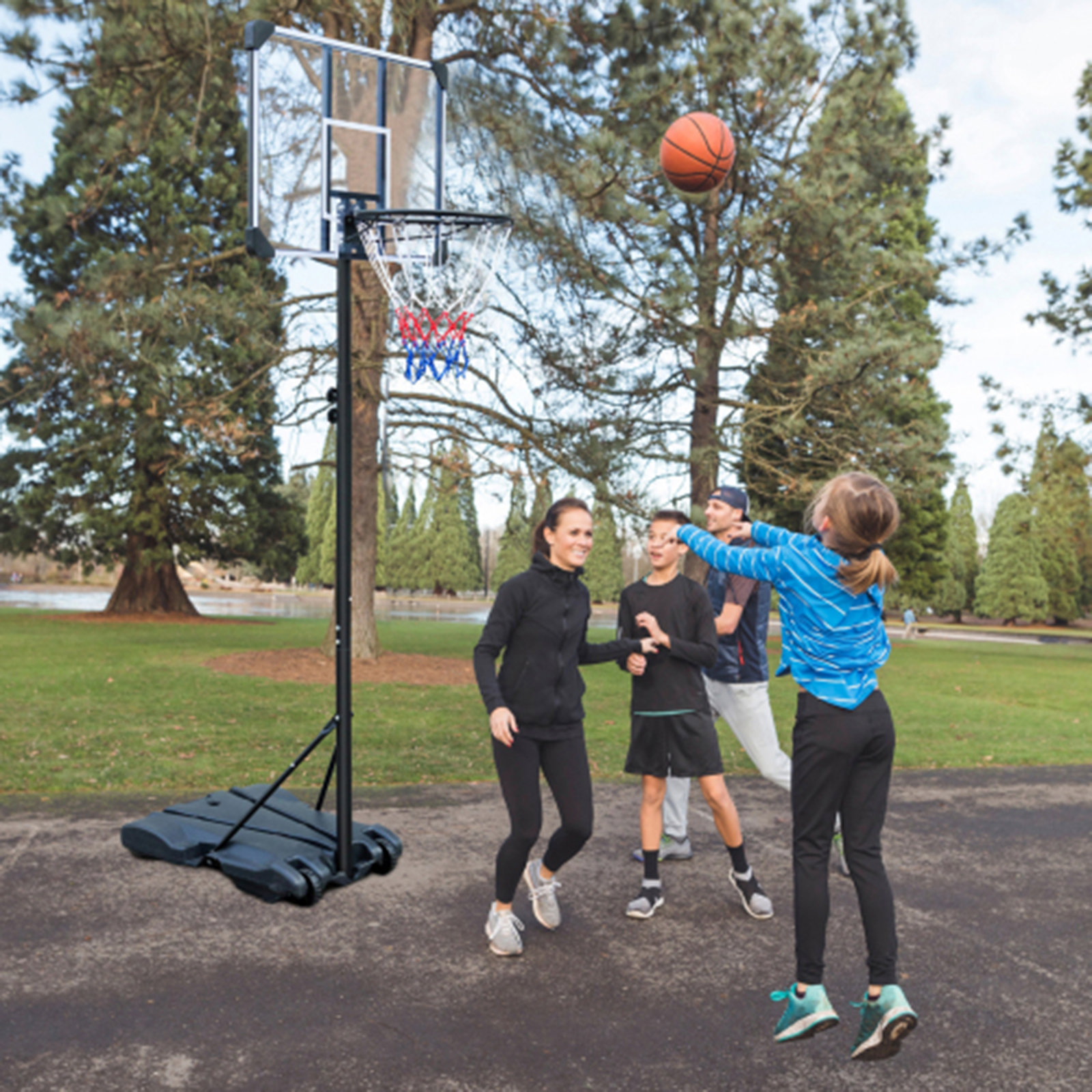 Yesurprise Adjustable Height 28'' W Metal Portable Full-Size Basketball ...