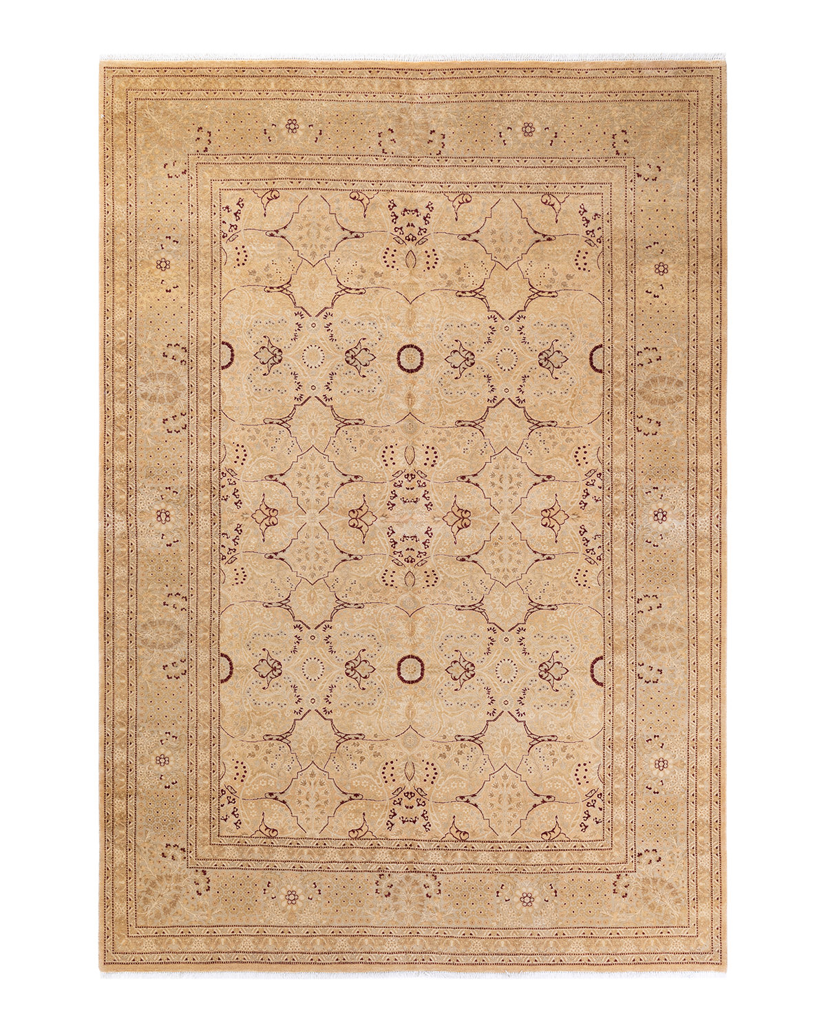 Solo Rugs Classic Hand Knotted Wool Traditional Mogul Beige Area Rug 6 ...