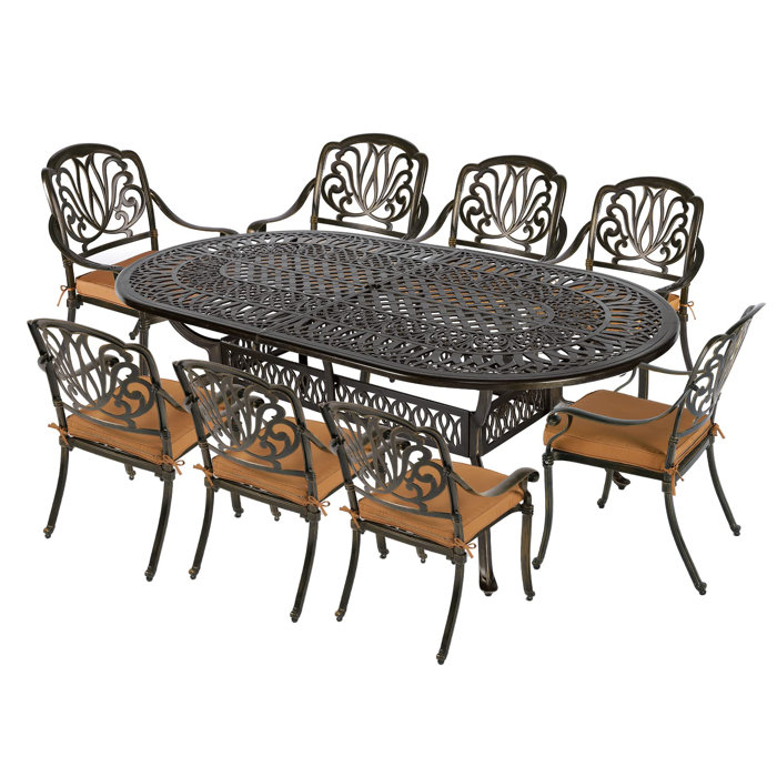 VIVIJASON 8 - Person Oval Outdoor Dining Set with Cushions | Wayfair