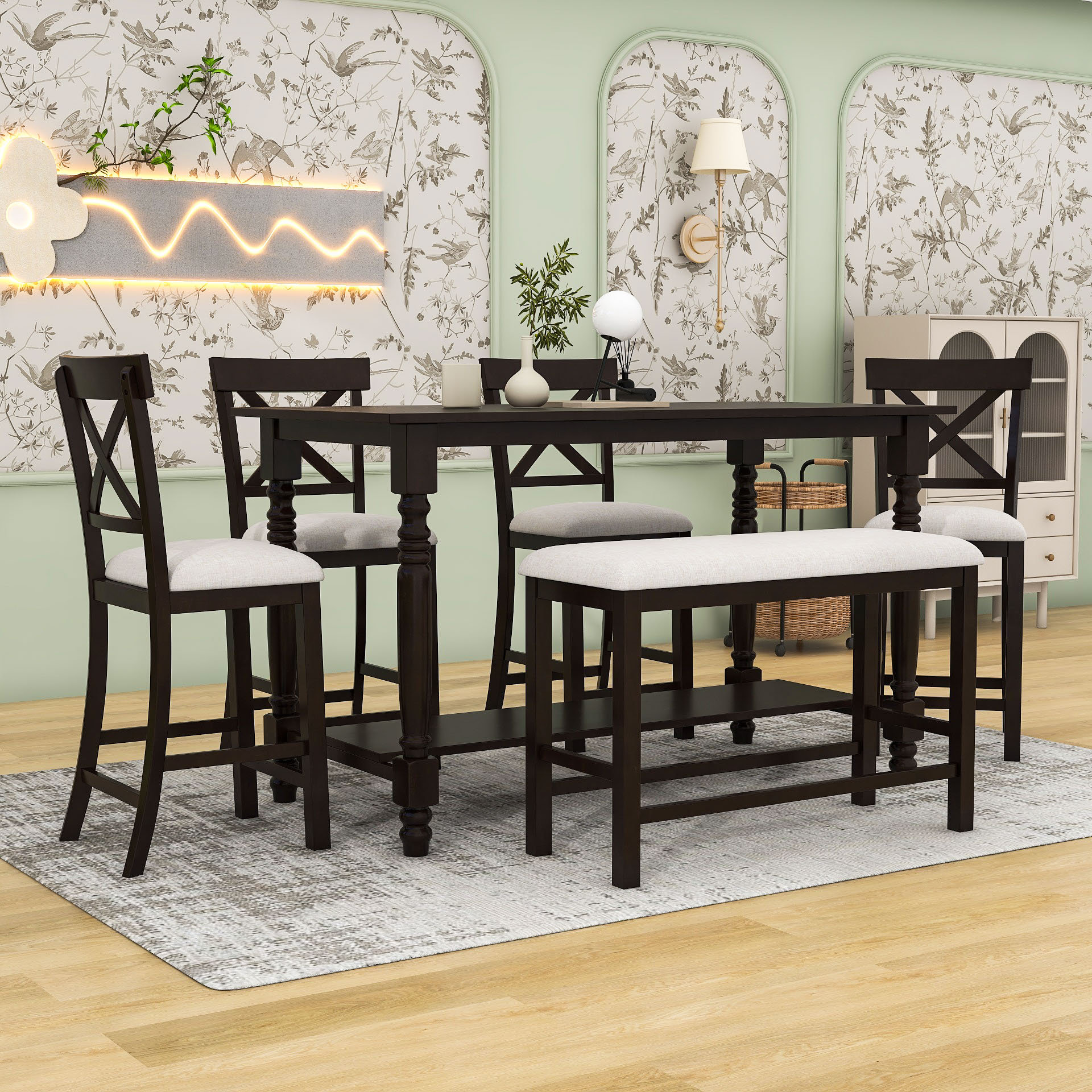 August Grove Darliene 6-Piece Dining Table Set, Counter Height Dining ...