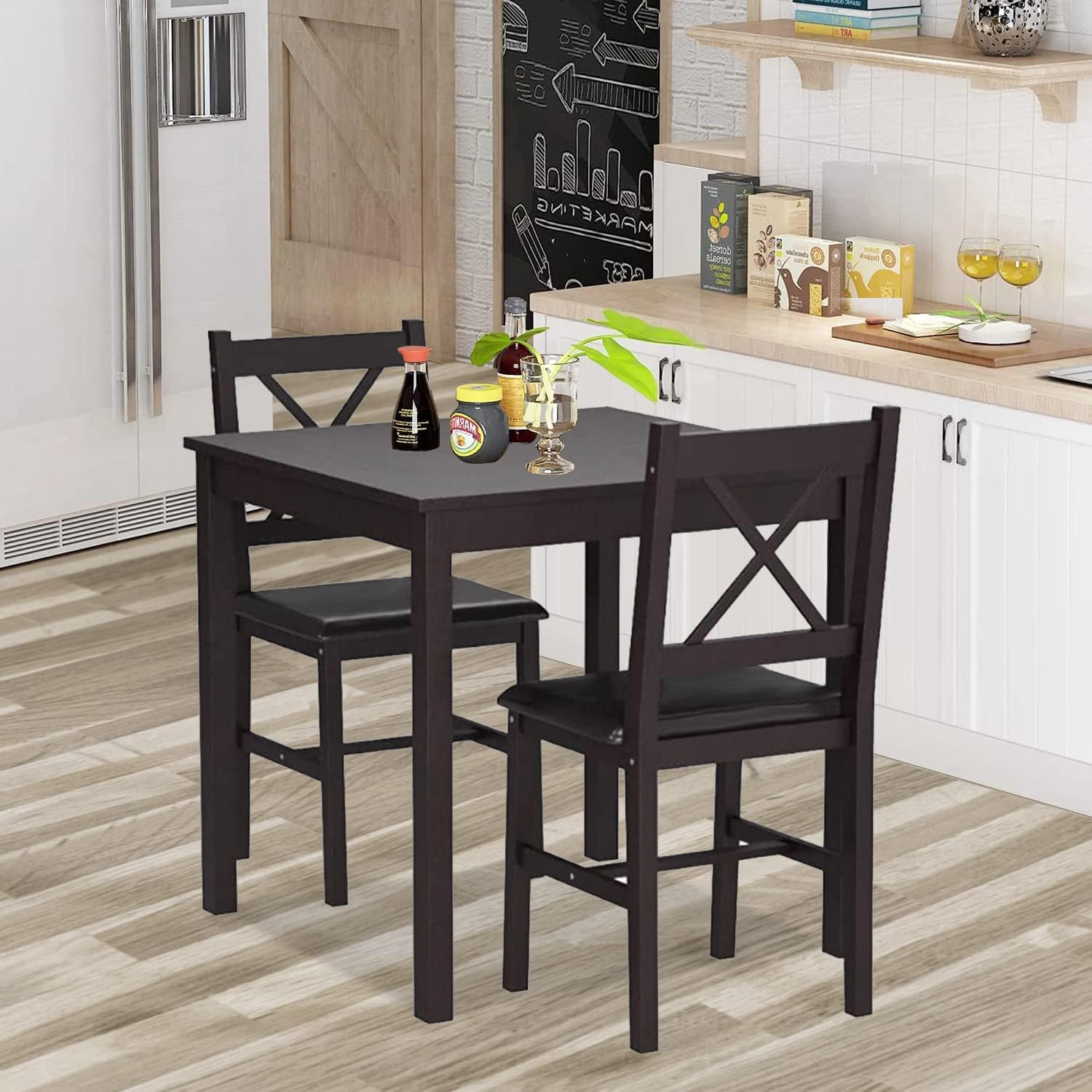 Winston Porter Kitchen Table Set 3 Piece Dining Table Set Sturdy Wooden ...