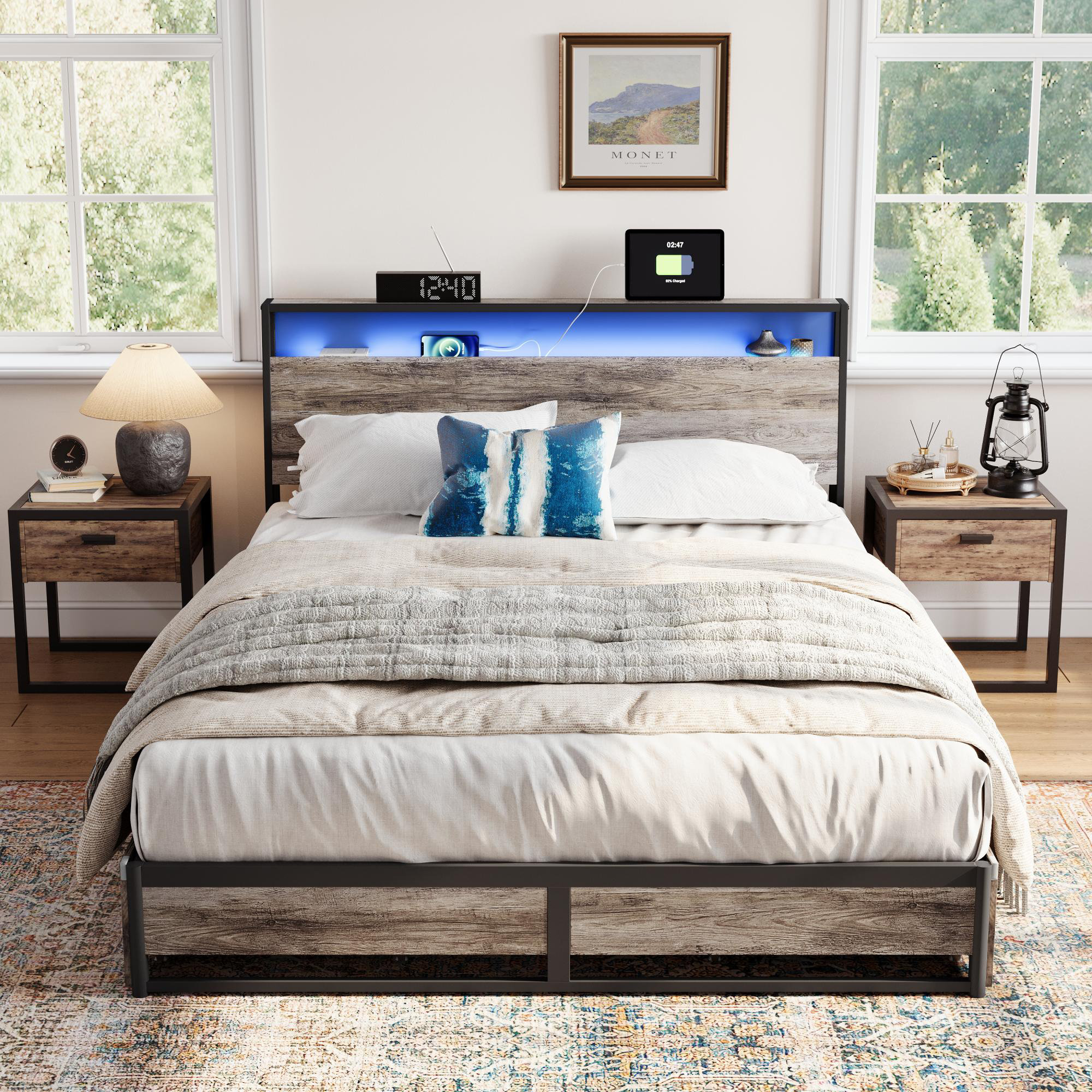 Trent Austin Design Naughton Storage Platform Bed with LED lights and ...