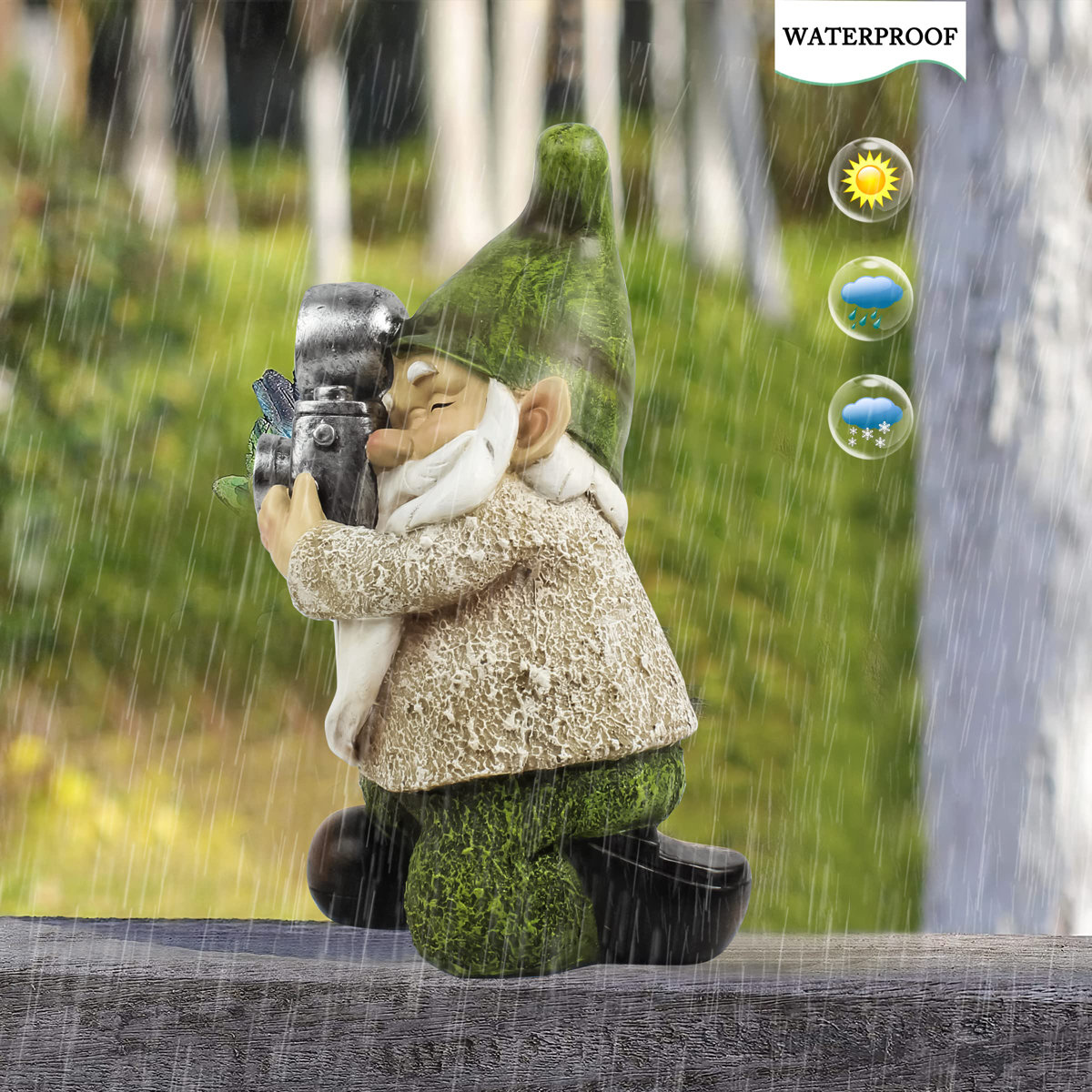 Trinx Garden Dwarf Statue Outdoor Decoration With Solar LED Lights ...