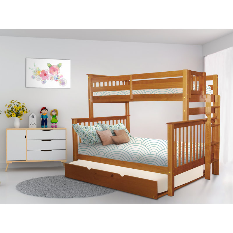 Harriet Bee Treva Twin over Full Solid Wood Standard Bunk Bed with ...