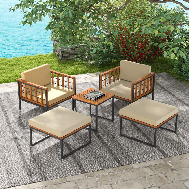 Ebern Designs Elice 4 - Person Outdoor Seating Group with Cushions ...