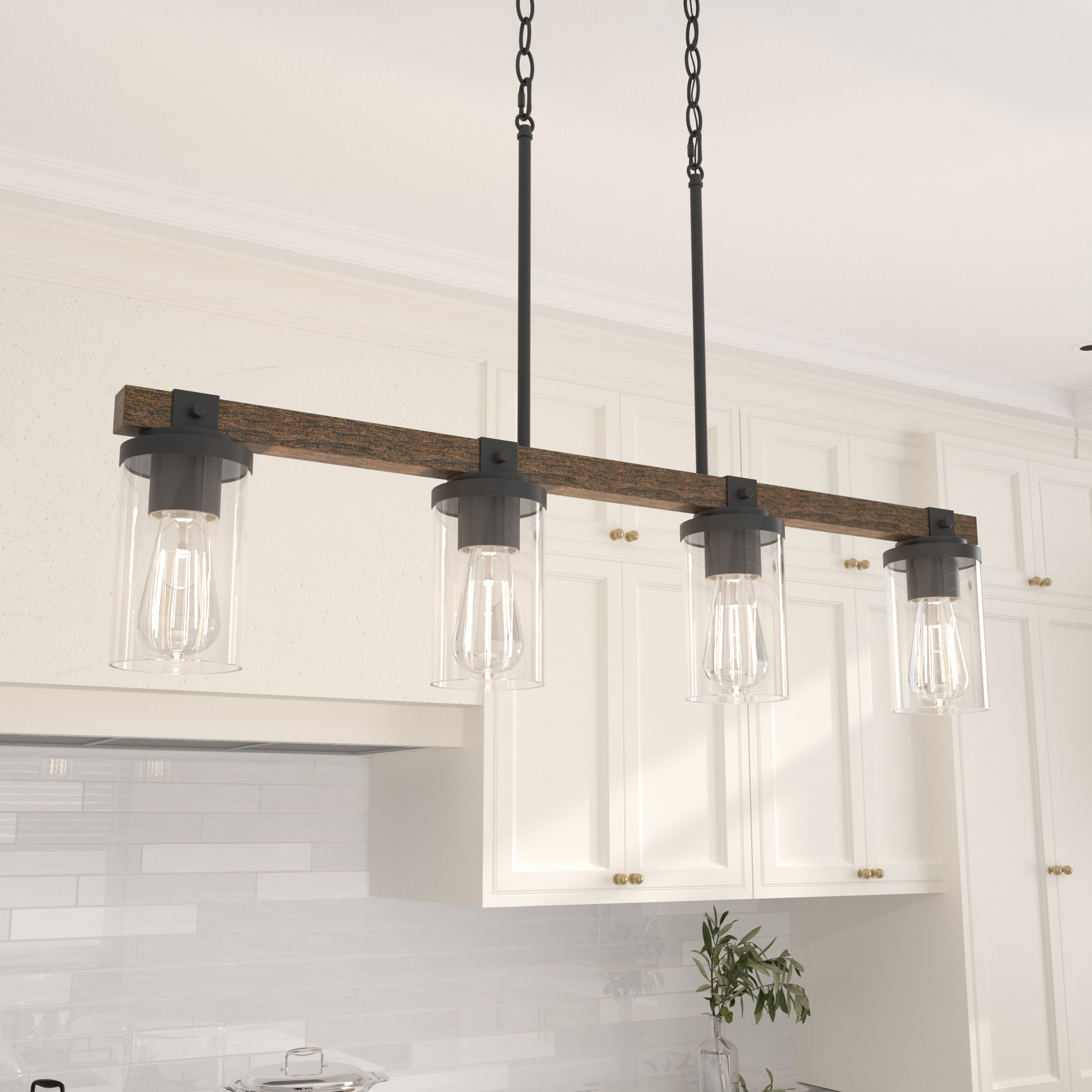 Gracie Oaks Reddix 4 - Light Kitchen Island Modern Linear Chandelier ...