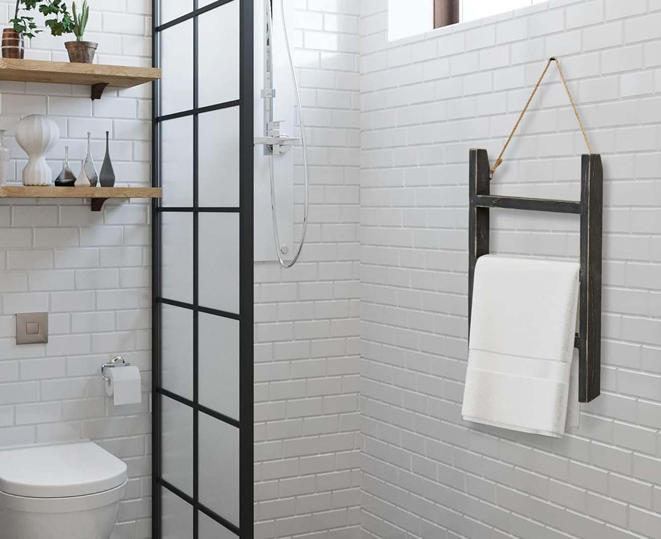 Ophelia & Co. 3 Tiered Tea Towel Ladder Wood Hand Towel Stand, Hanging ...